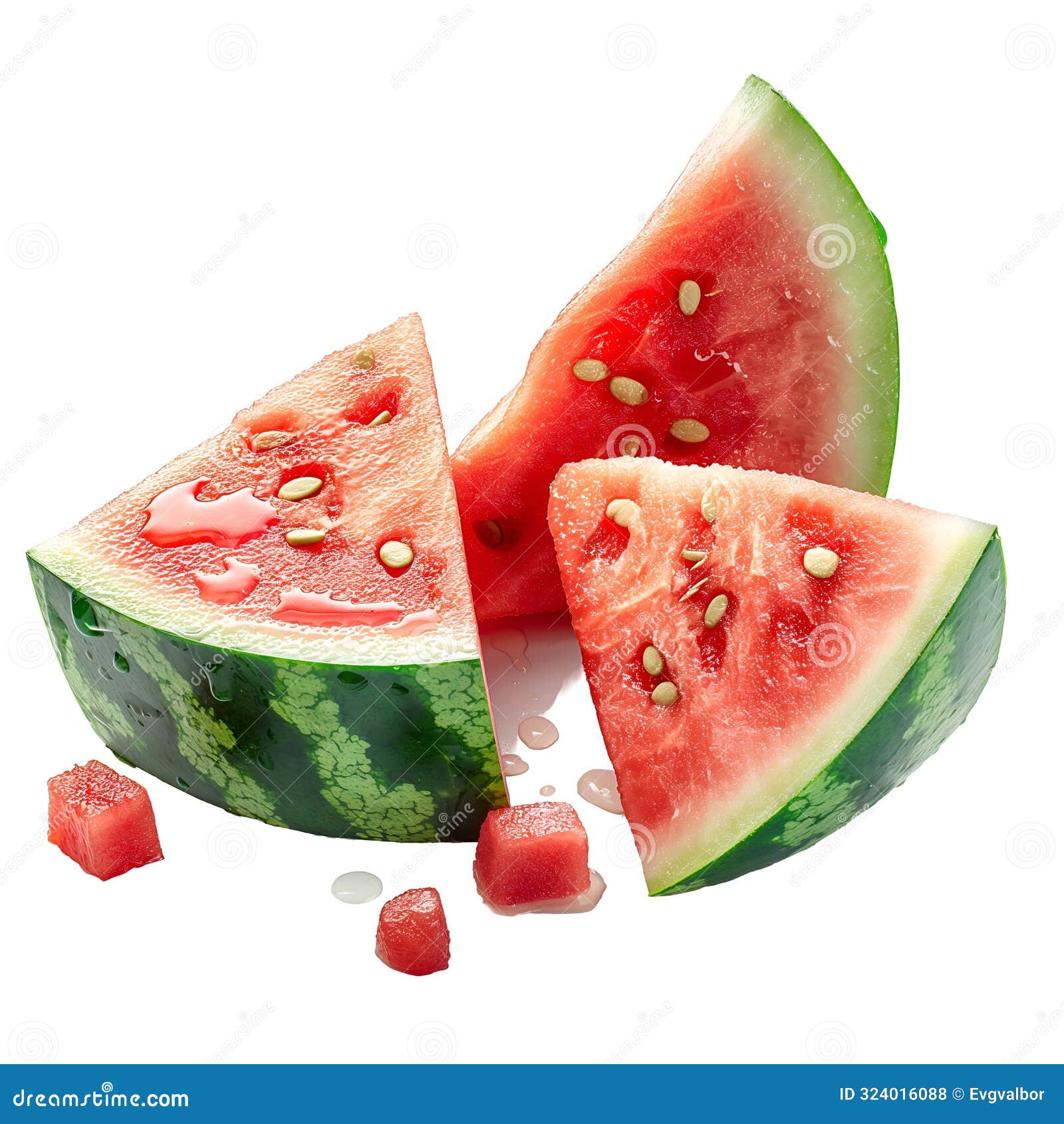 Juicy and Fragrant Watermelon Cut into Pieces on a White Empty ...