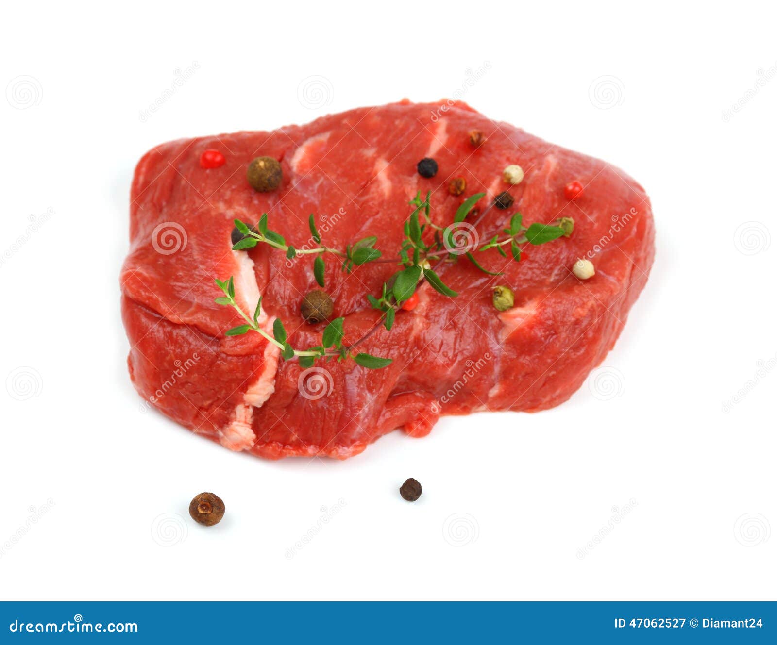 Juicy, Fresh Beef Steak with Spices, Top View Stock Image - Image of ...