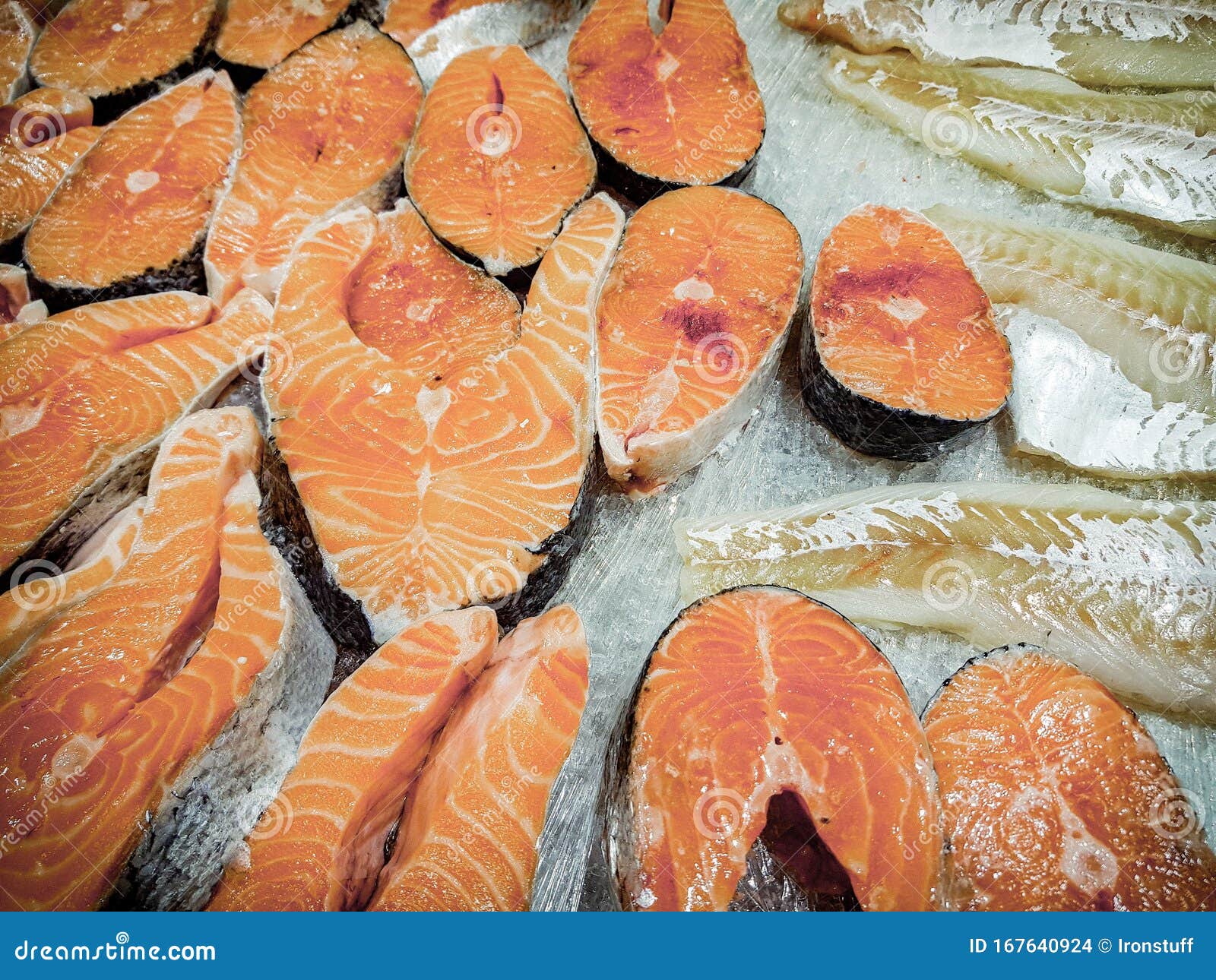 Fresh Appetizing Raw Fish Steaks Stock Photo - Image of delicious ...