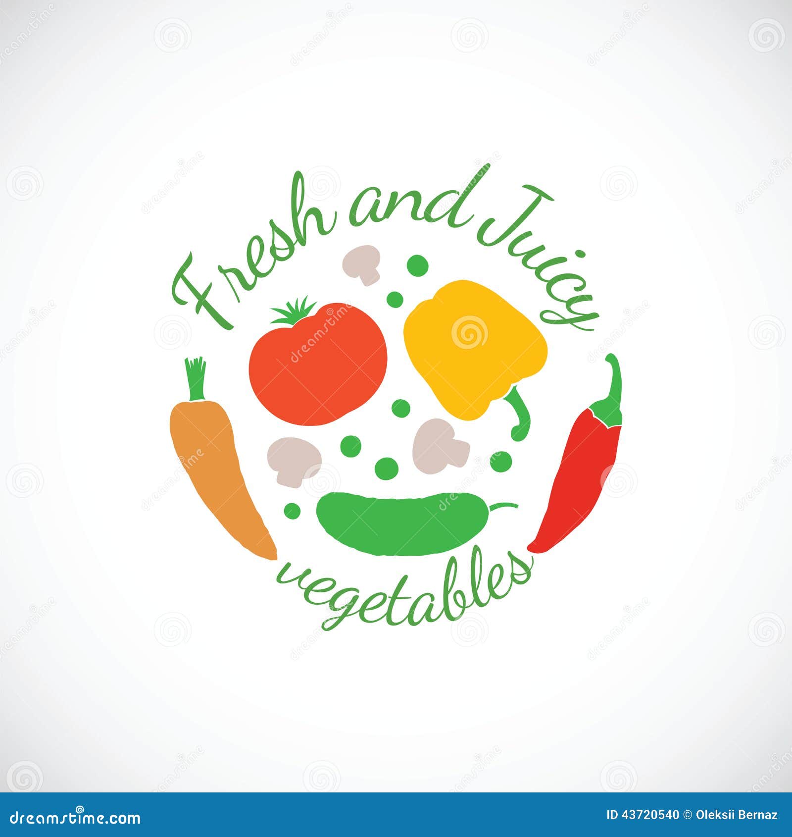 Juicy and Fresh Vegetables Vector Symbol Icon or Stock Vector ...