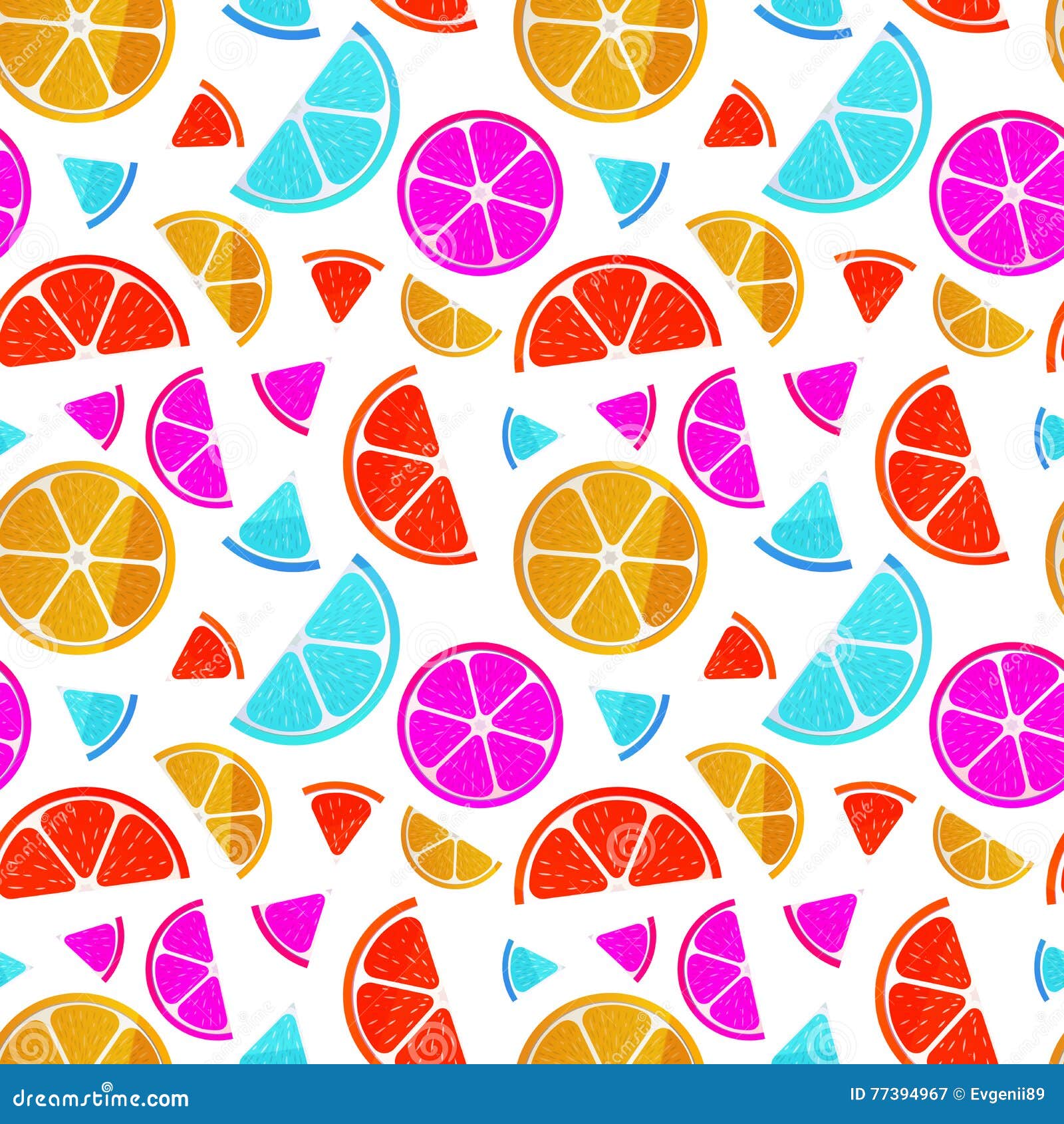 Juicy Fruit Slices on White, Seamless Pattern Stock Vector ...