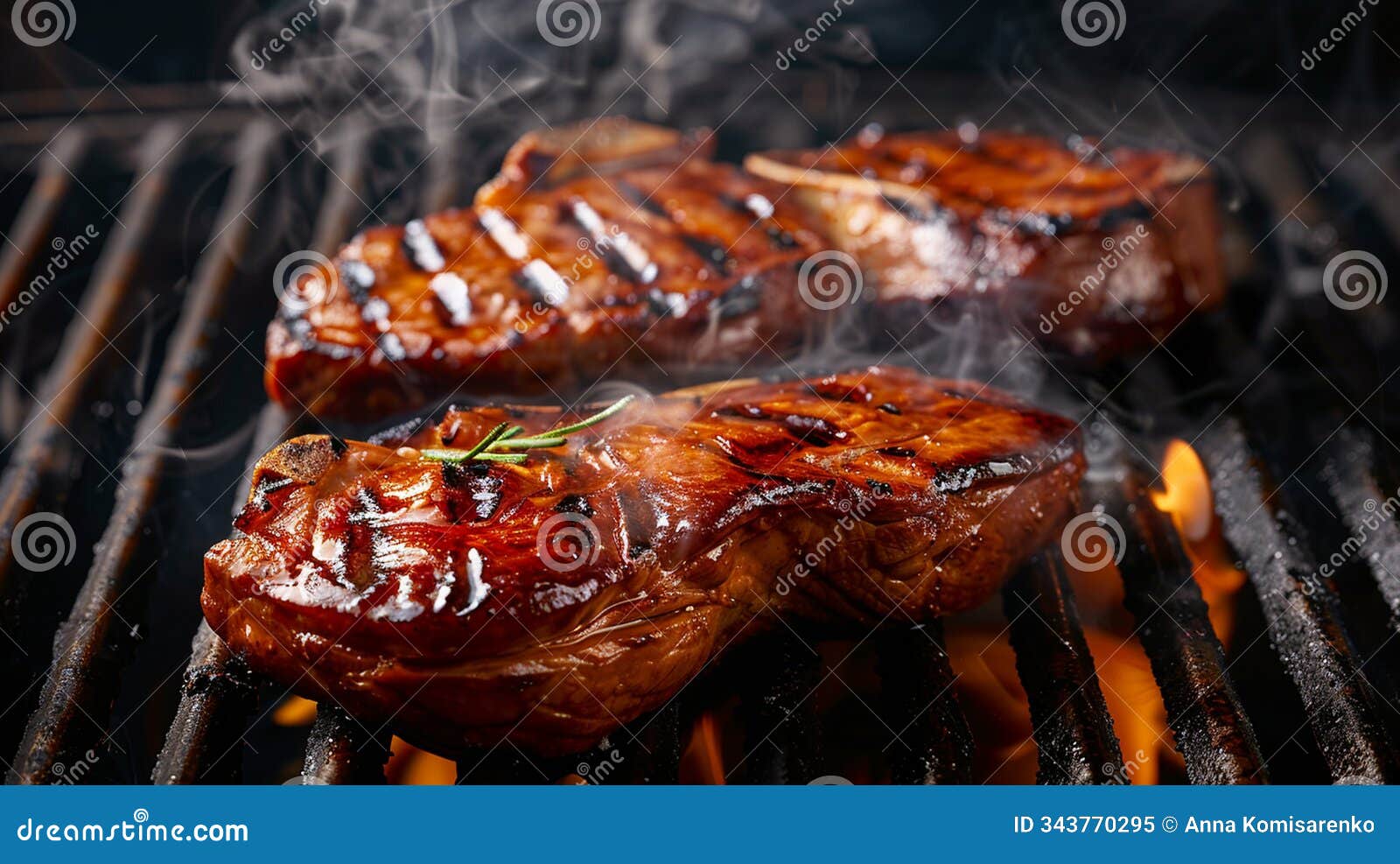 Juicy Grilled Meat with Fire Stock Image - Image of outdoors, beef ...