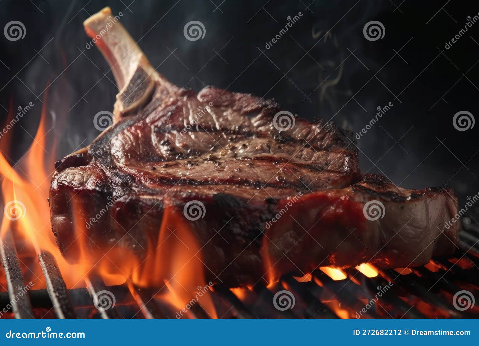 Juicy Grilled Meat with Fire. Ai Generative Stock Illustration ...