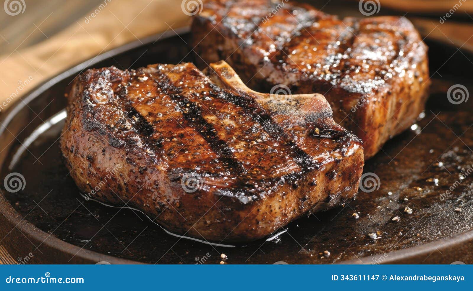 A Perfectly Seared Steak Takes Center Stage On A Plate Decorated With A ...