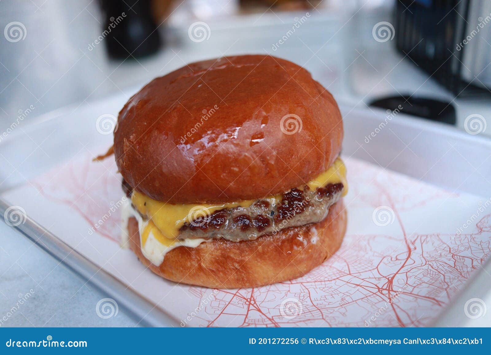 Slighty Overcooked Juicy Hamburger Bun and Cheese Melting from the ...