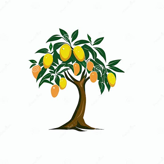 Juicy Harvest: a Mango Tree Logo Vector Illustration Stock Illustration ...