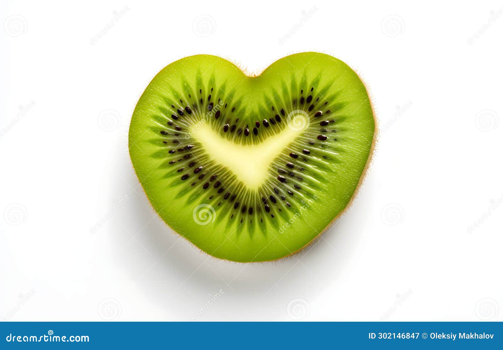 Juicy Kiwi Fruit Heart Shape Isolated on White Background Top View ...