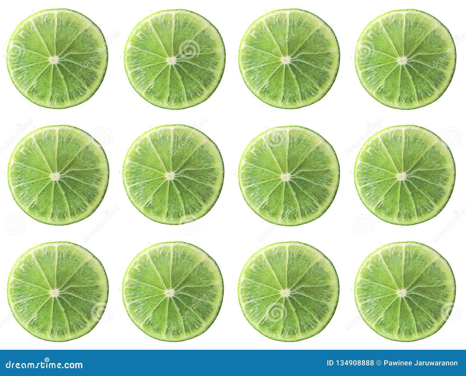 Juicy Lime Slice Circle Shape Alignment Isolated on White Background ...