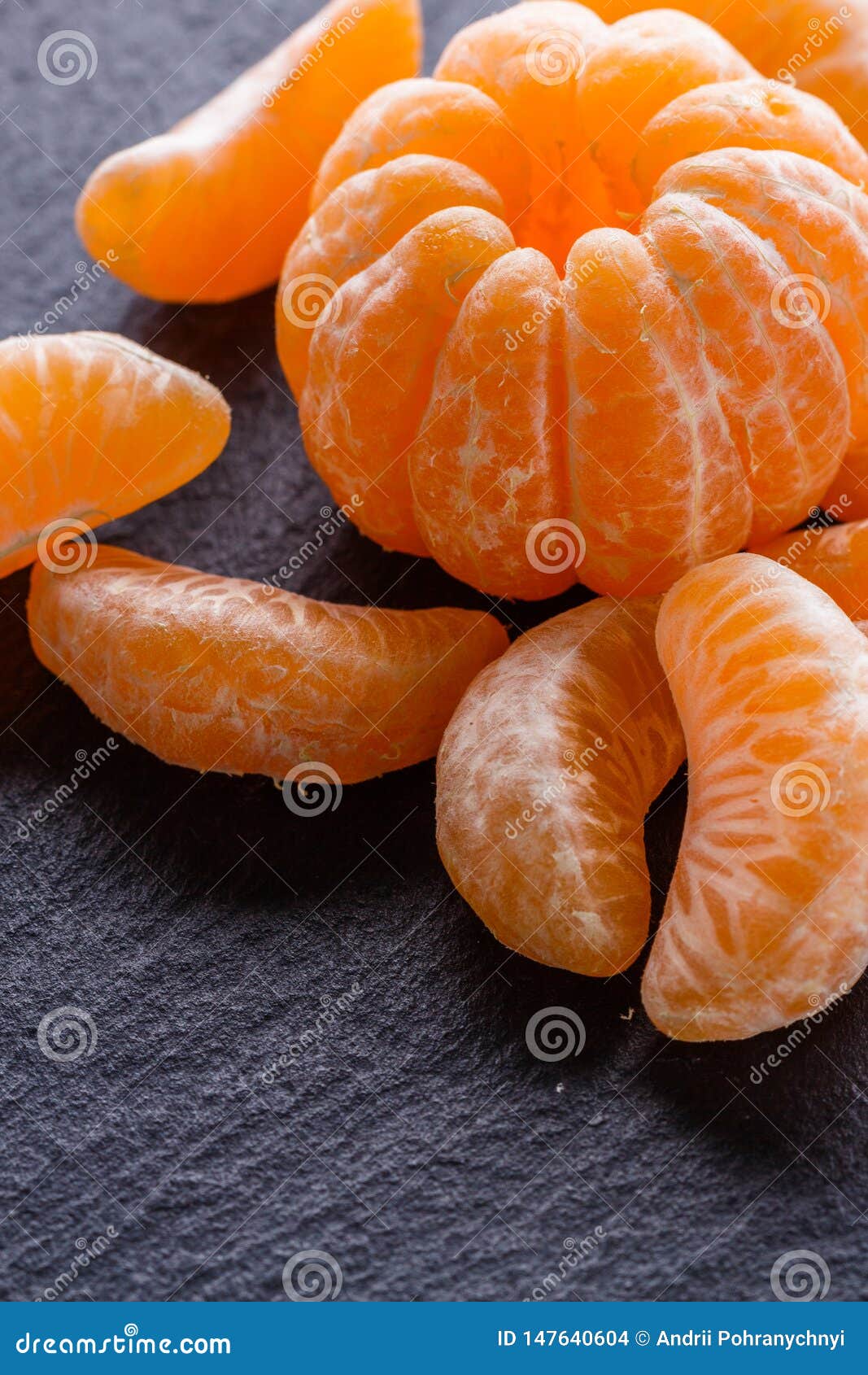Juicy Mandarin on a Dark Stone Background Stock Photo - Image of color ...