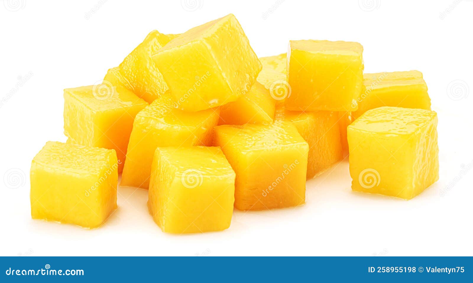 Juicy Mango Cubes Isolated on White Background Stock Photo - Image of ...