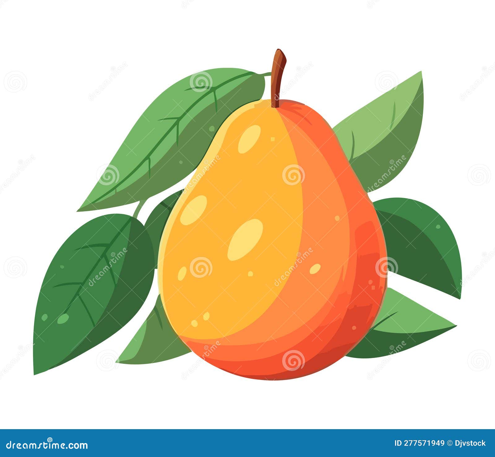 Juicy Mango on Leaf, Symbol of Freshness Stock Vector - Illustration of ...