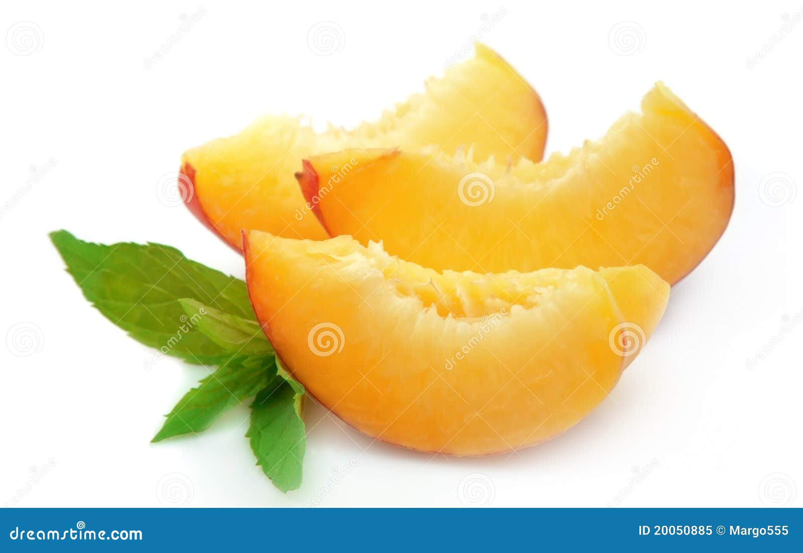 Juicy Peach Slices with Mint Stock Image - Image of ripe, orange: 20050885