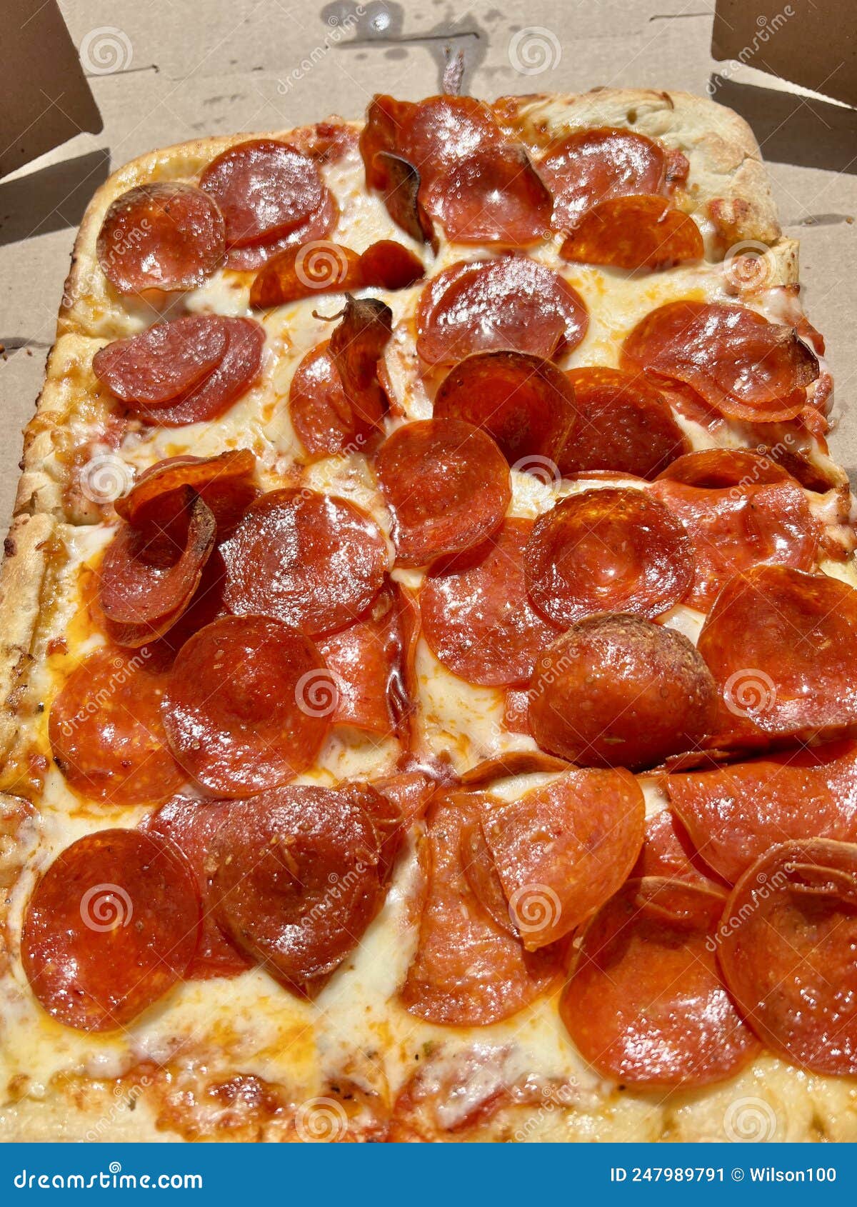 Pepperoni Pizza stock image. Image of squares, sausage - 247989791