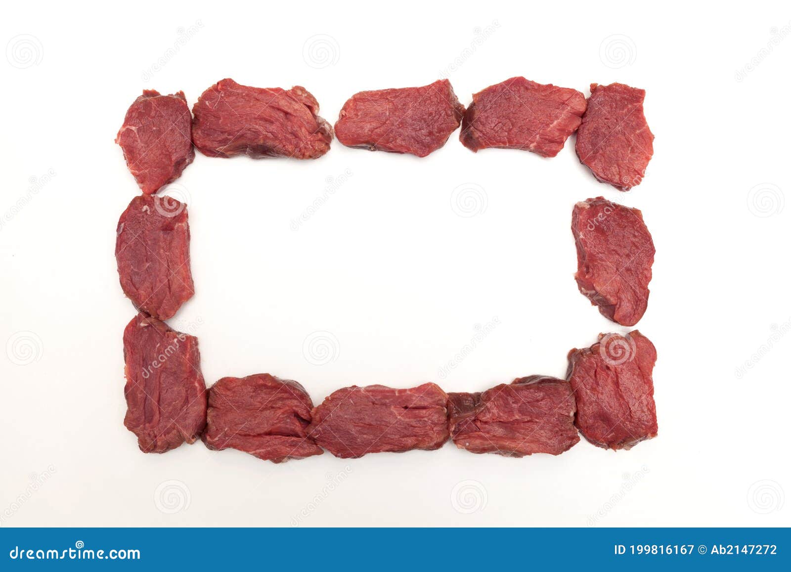 Juicy Pieces of Meat Lie in Form of Rectangle or Frame. Beef Tenderloin ...