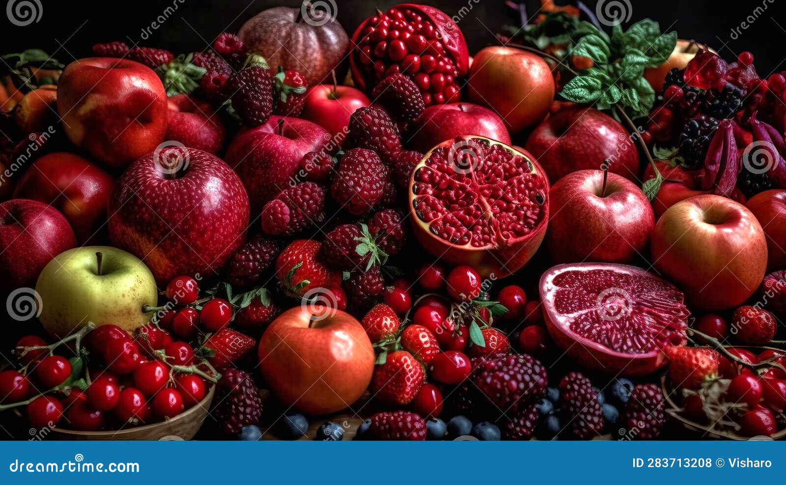 Red fruits and vegetables stock illustration. Illustration of green ...