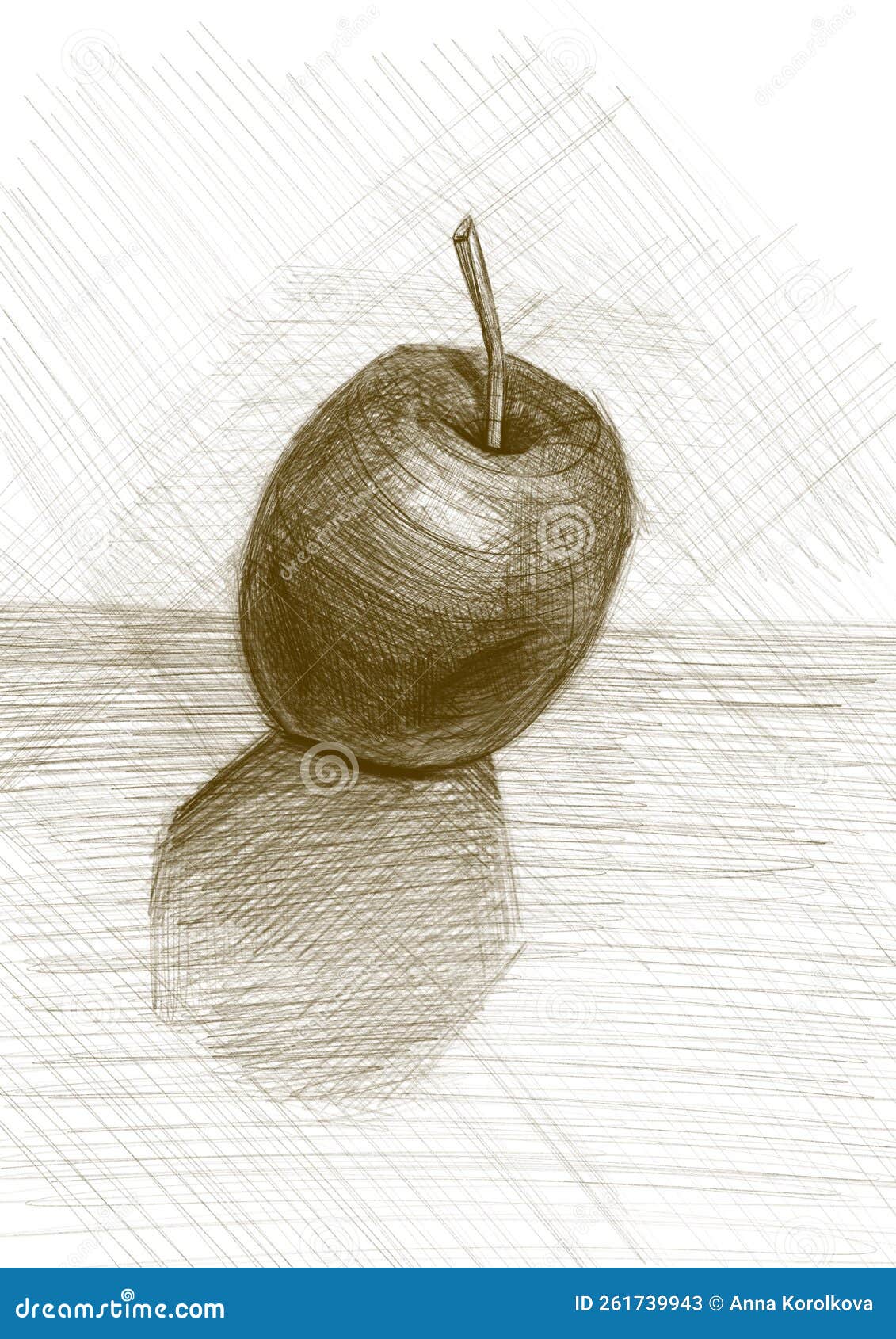 Juicy ripe apple stock illustration. Illustration of drawing - 261739943