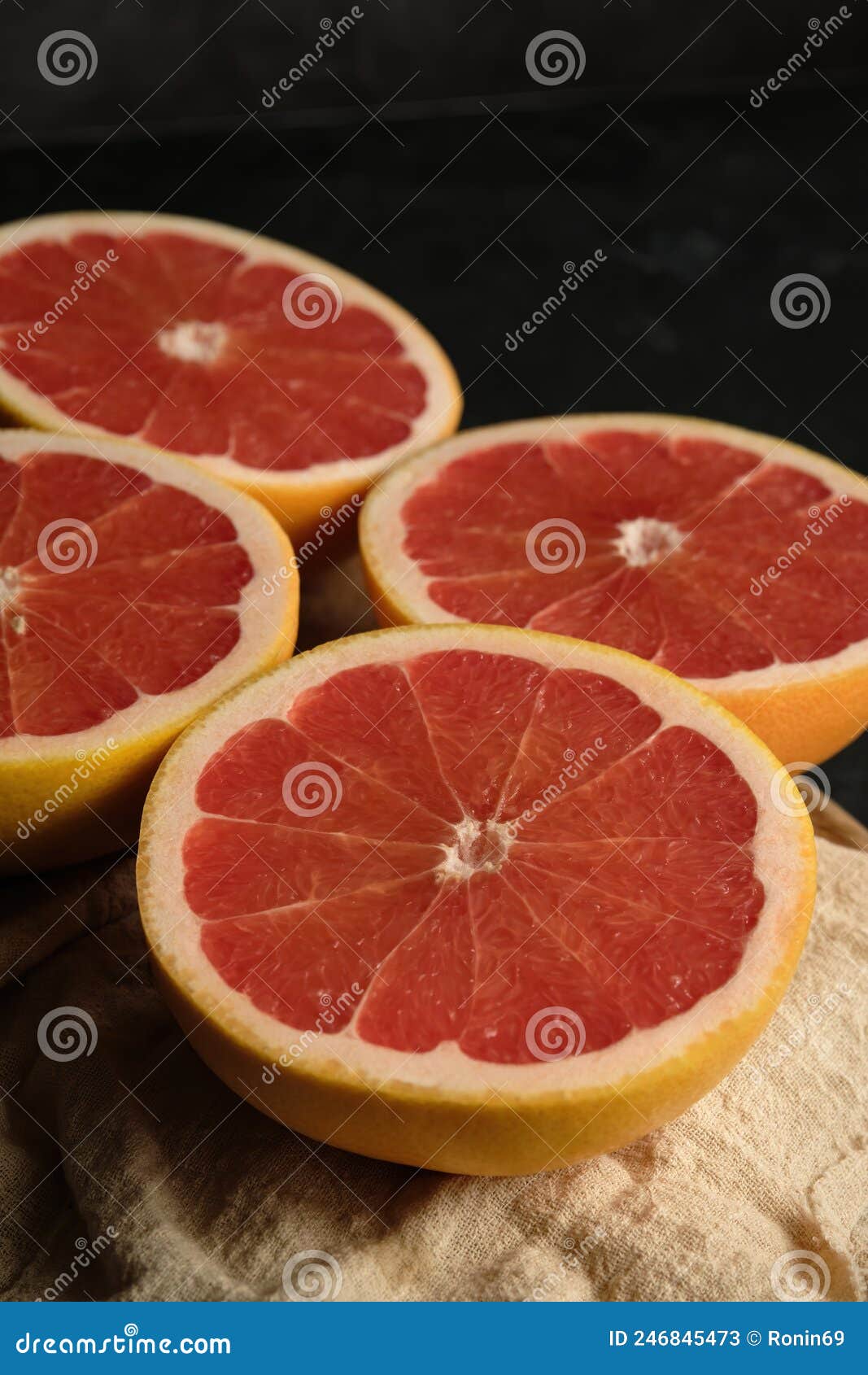 Sliced Ripe Grapefruit on a Light Cloth Stock Image - Image of textile ...