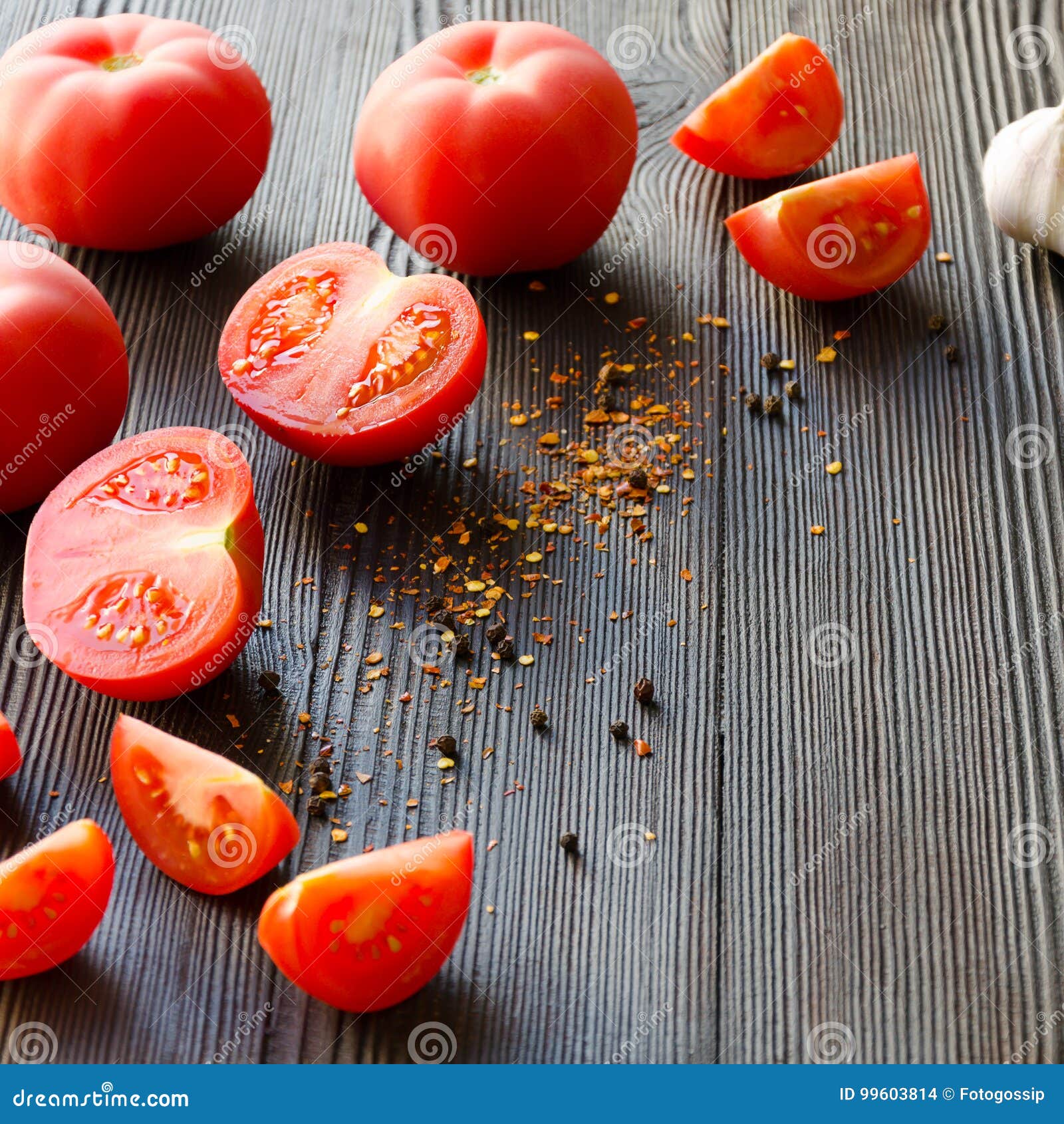 Juicy ripe tomatoes stock photo. Image of indoor, wooden - 99603814