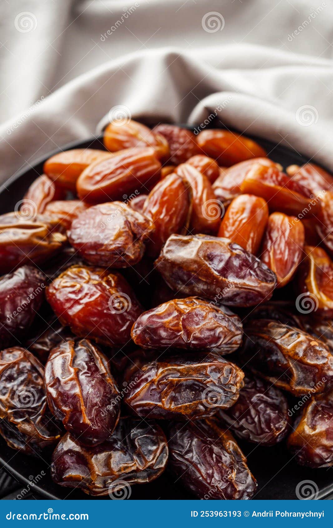 Juicy Royal Dates on a Black Wooden Rustic Background Stock Image ...