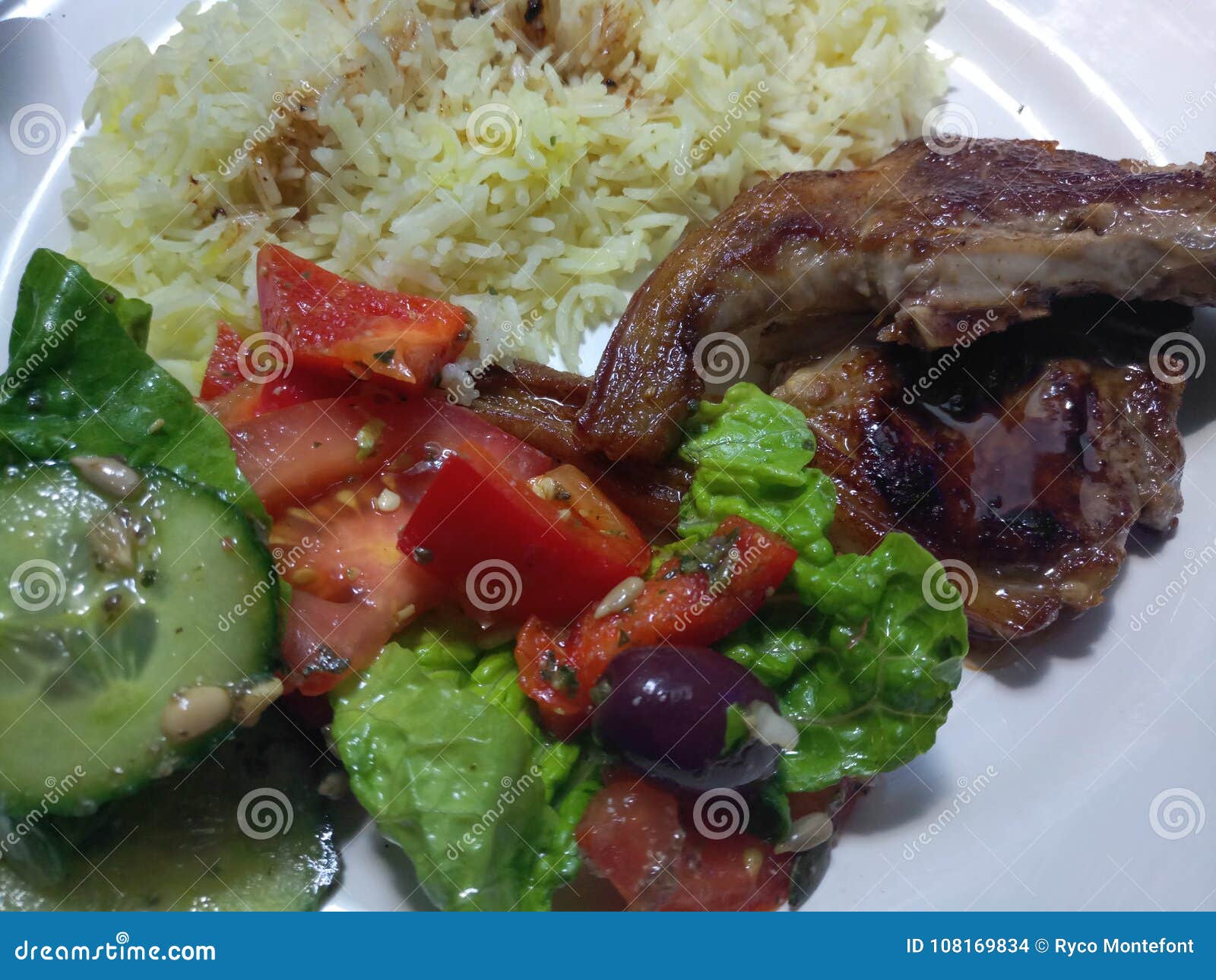 Juicy Salad on the Side of a Lamb Chops Meal Stock Photo - Image of ...