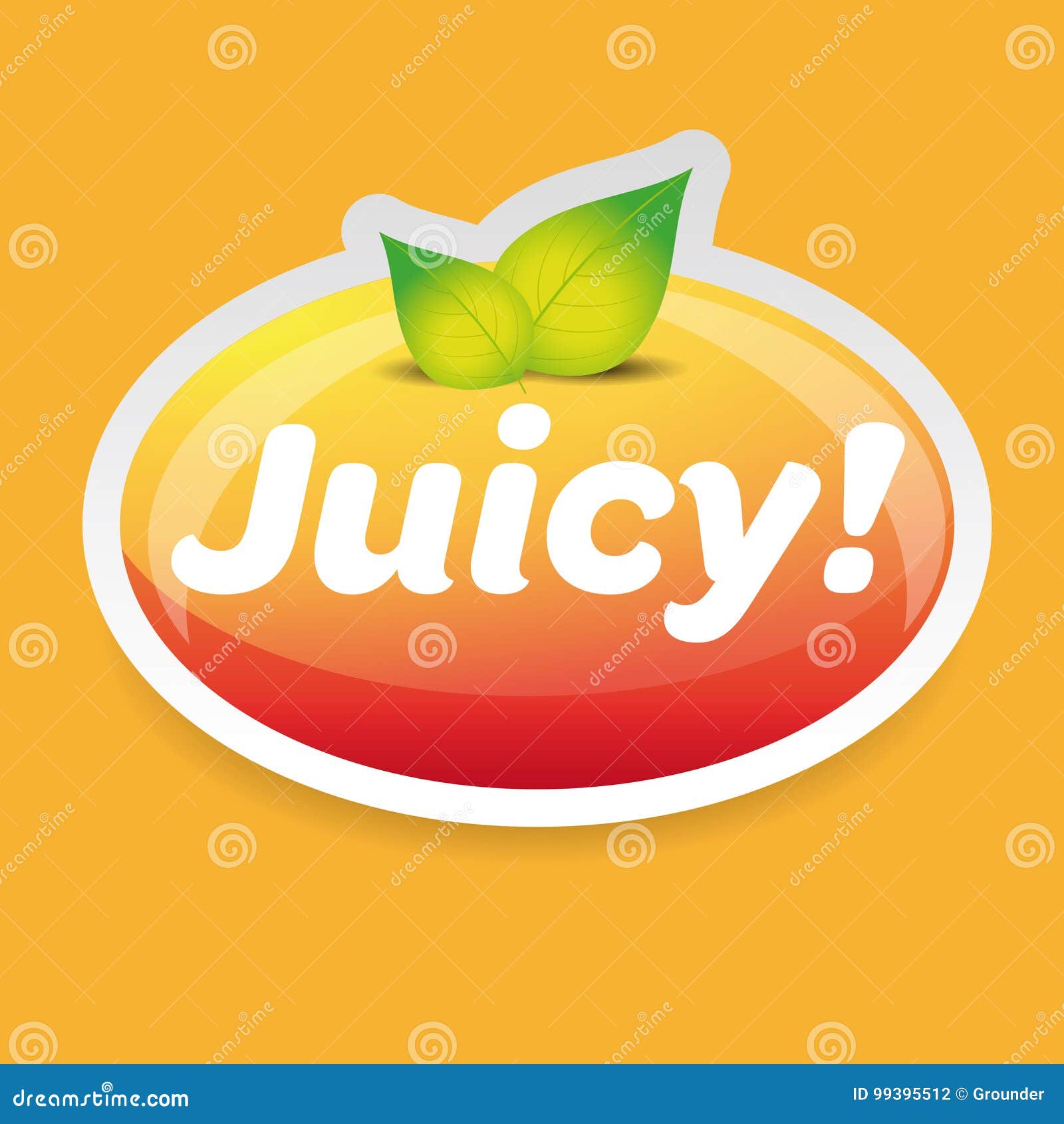 Juicy Sign Vector Label with Leaves Stock Vector - Illustration of ...