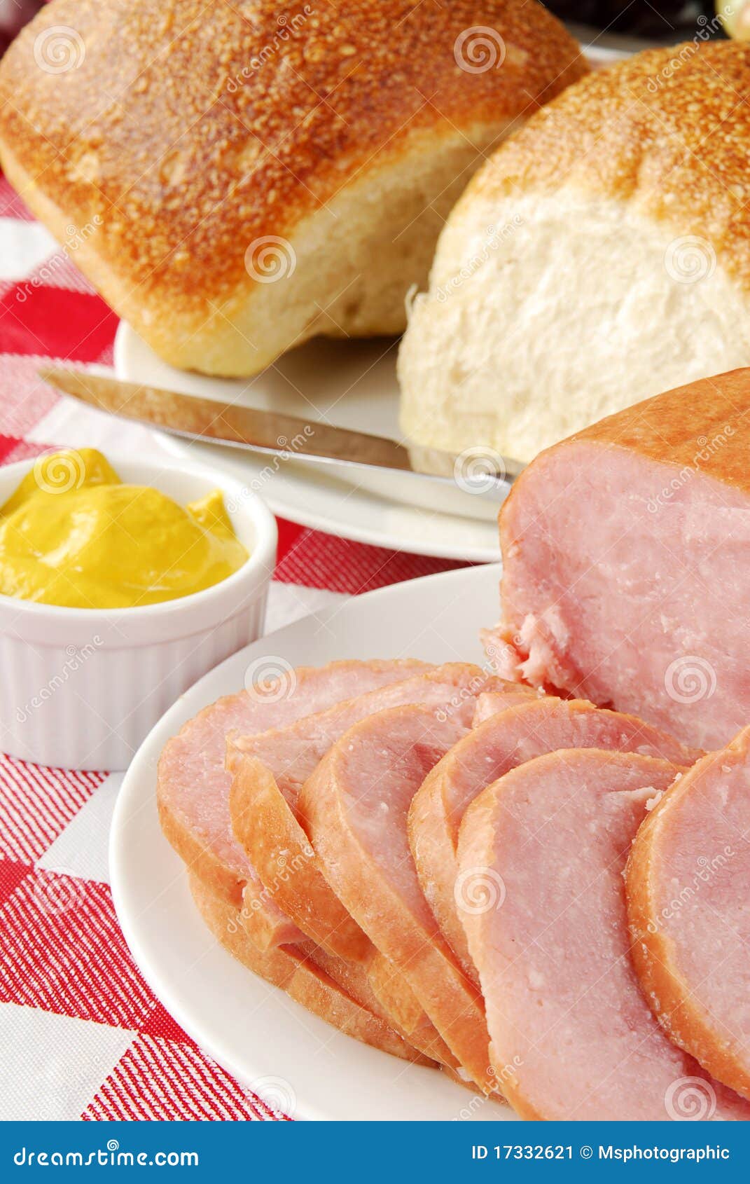 Juicy sliced ham stock image. Image of pork, bread, snack - 17332621