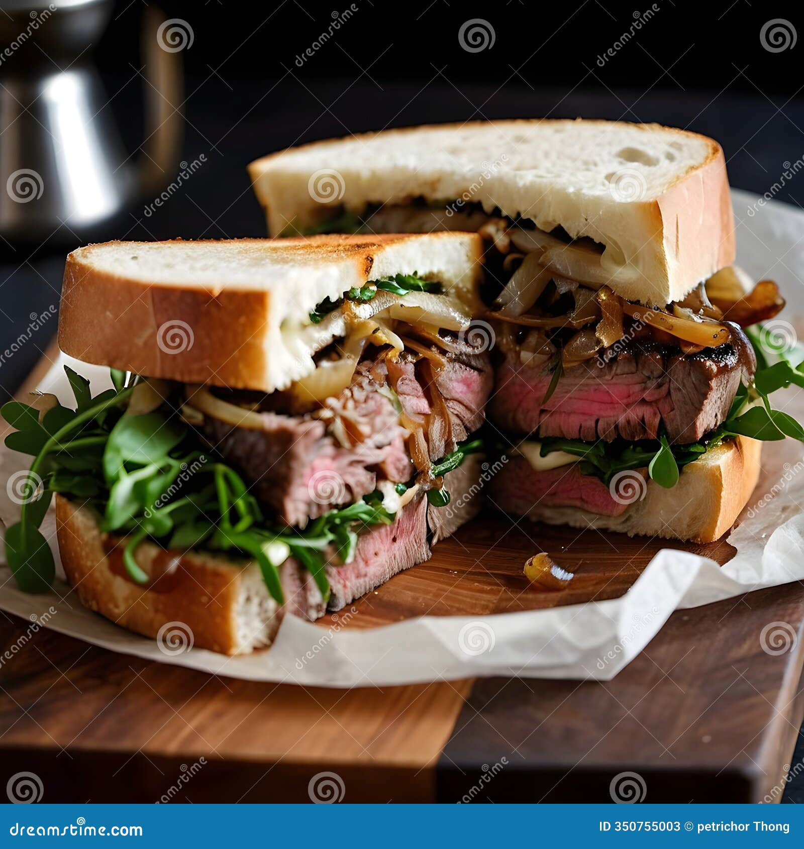 Juicy Steak Sandwich with Gourmet Toppings Stock Image - Image of ...