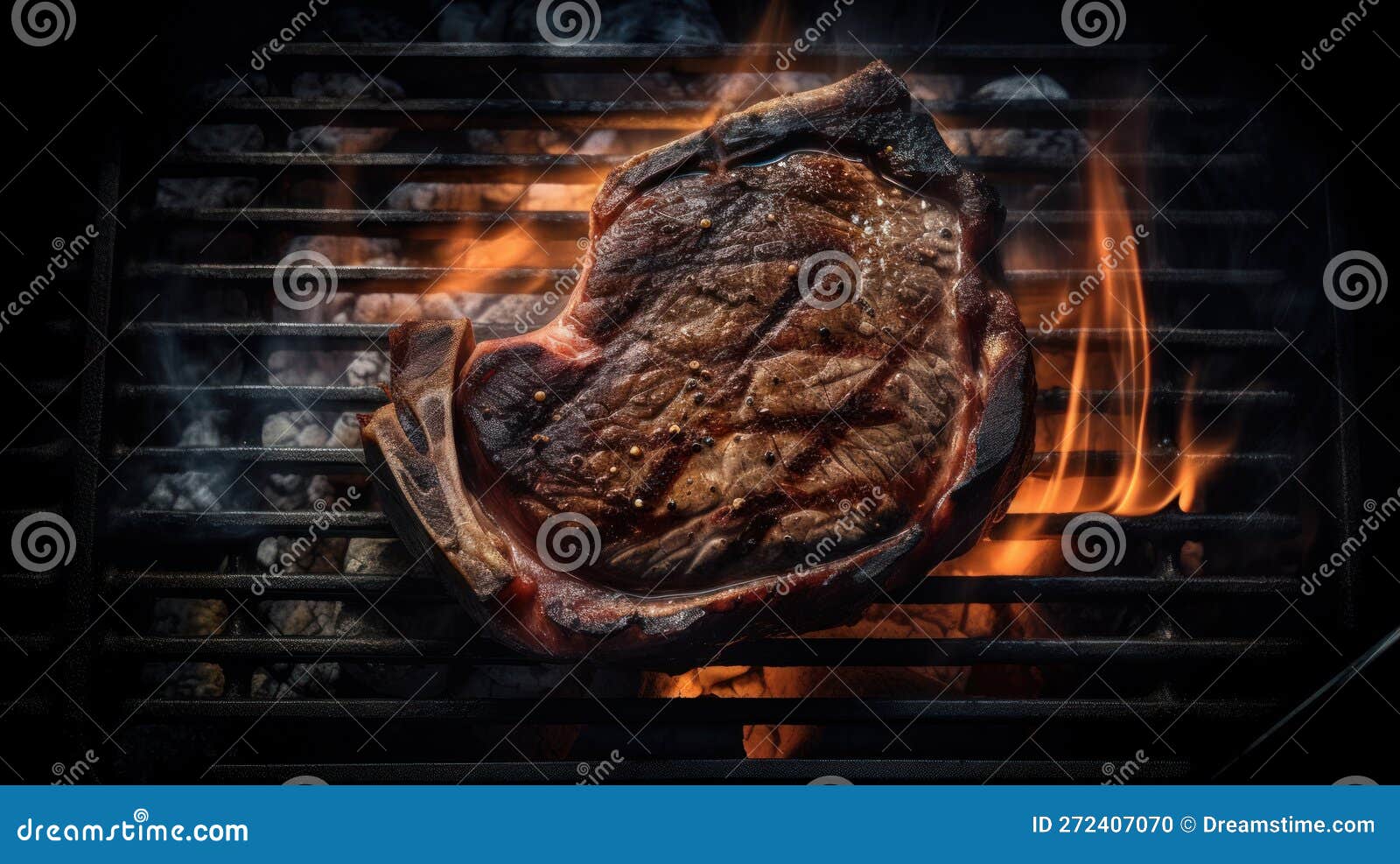Juicy Steak on a Wood Fired Grill - Made with Generative AI Stock Photo ...