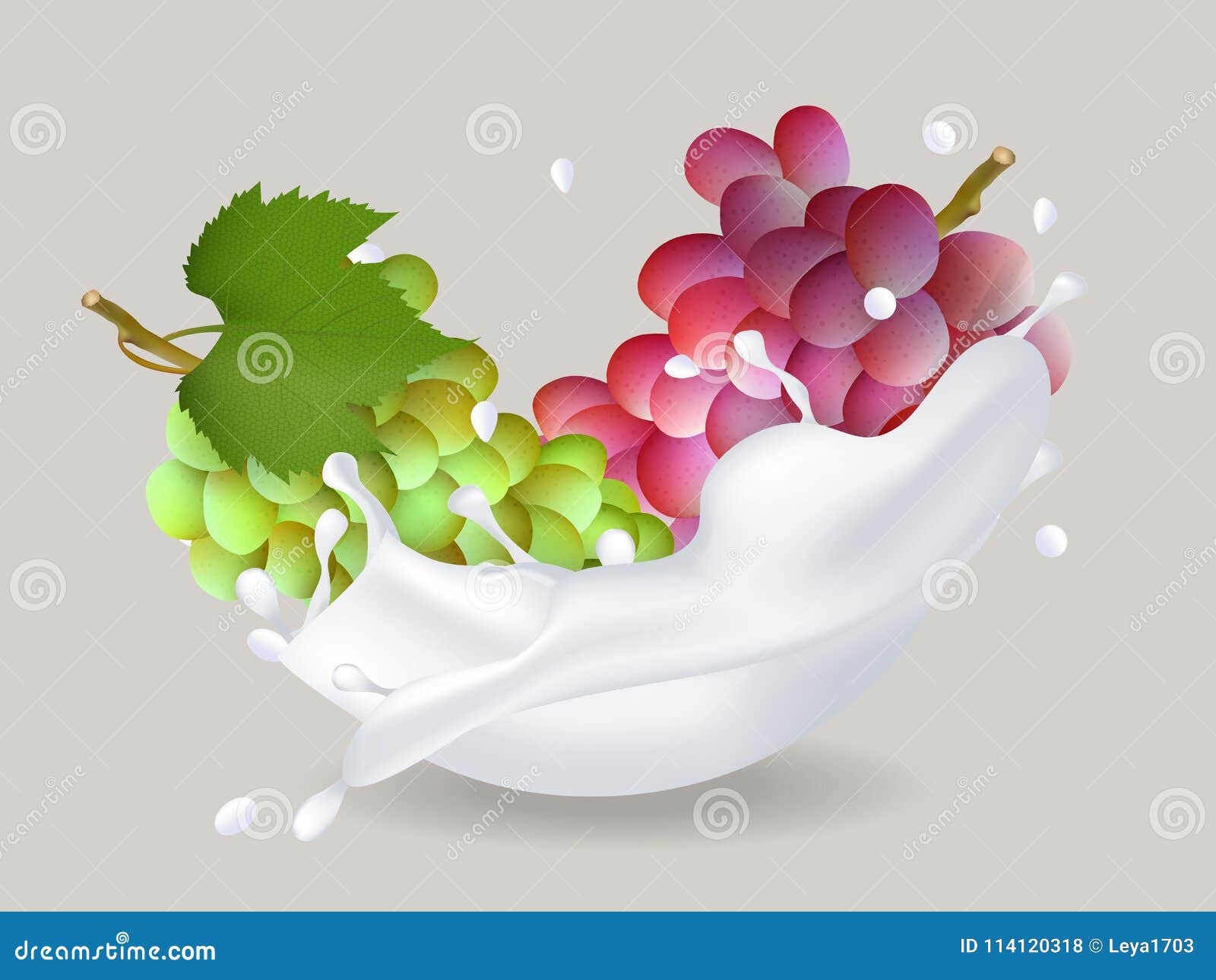 Juicy Sweet Grape in Milk Splash. Stock Vector - Illustration of ...