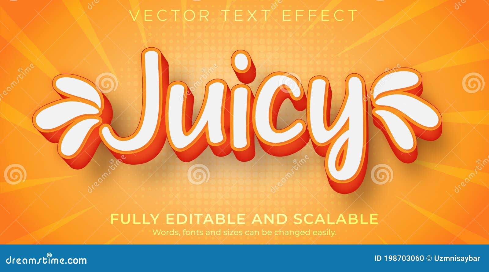 Juicy Text, 3d Orange Editable Text Effect Stock Vector - Illustration ...
