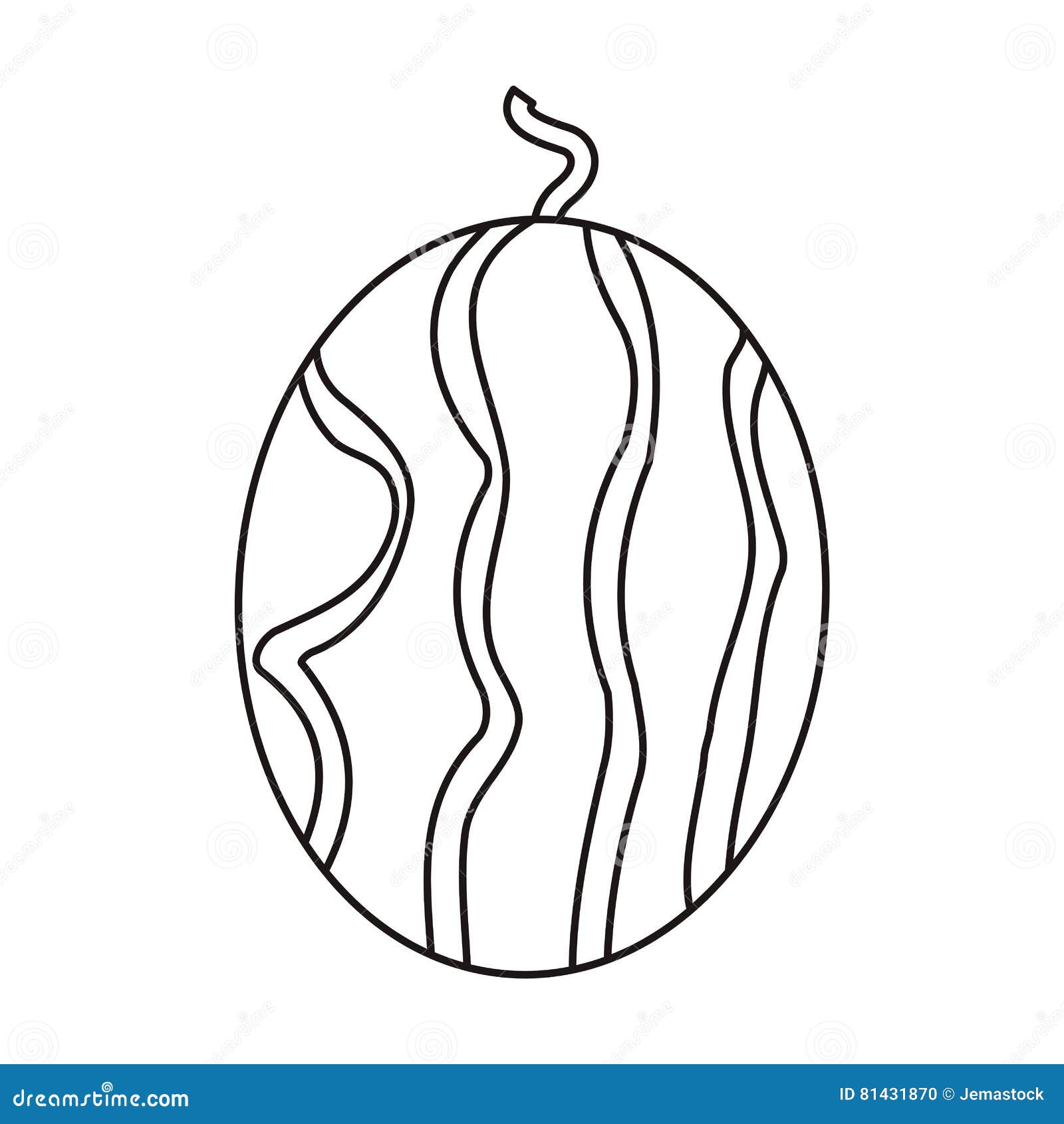Juicy Watermelon Fruit Nature Outline Stock Vector - Illustration of ...