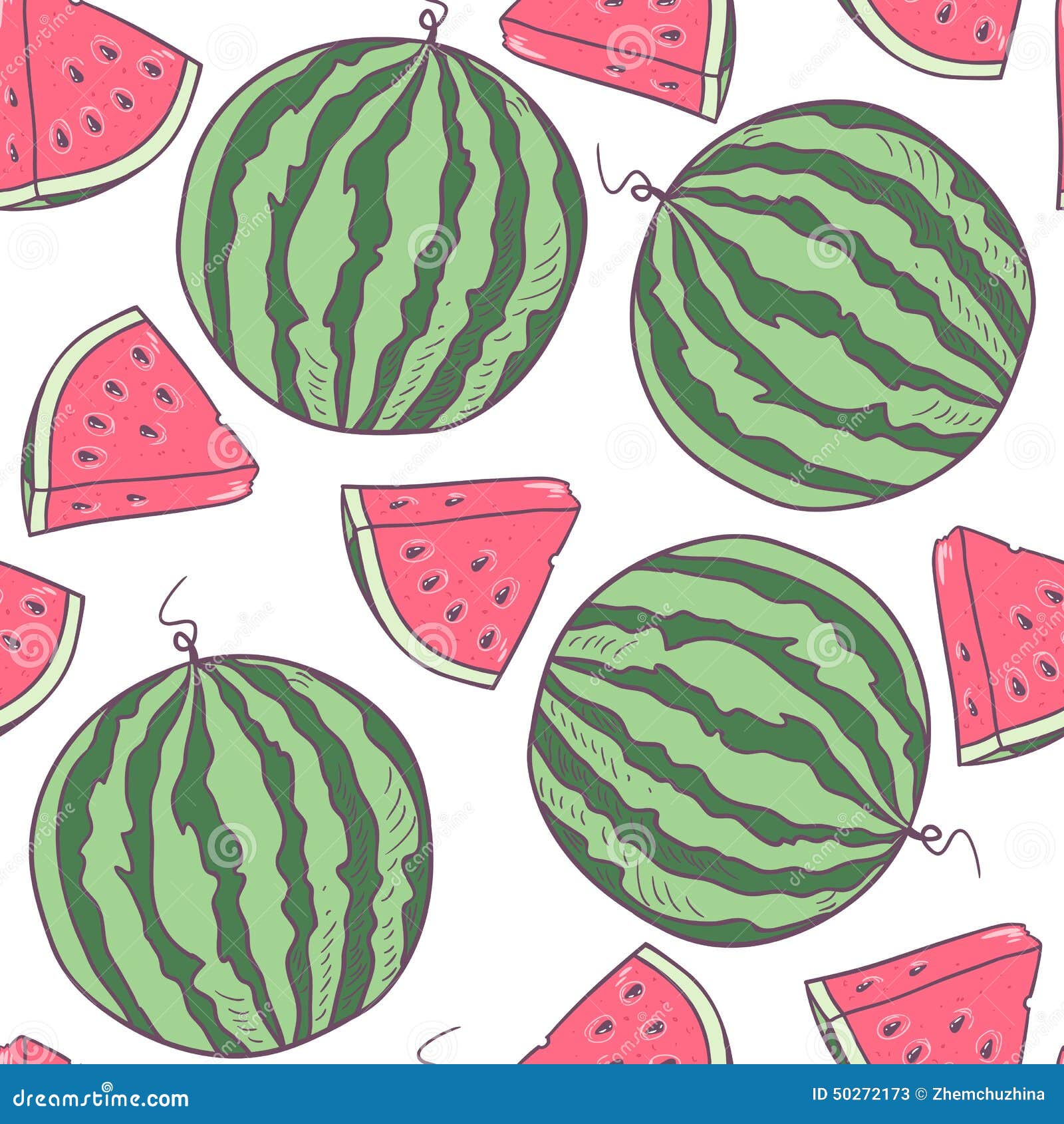 Juicy Watermelon Seamless Pattern in Vector Stock Vector - Illustration ...