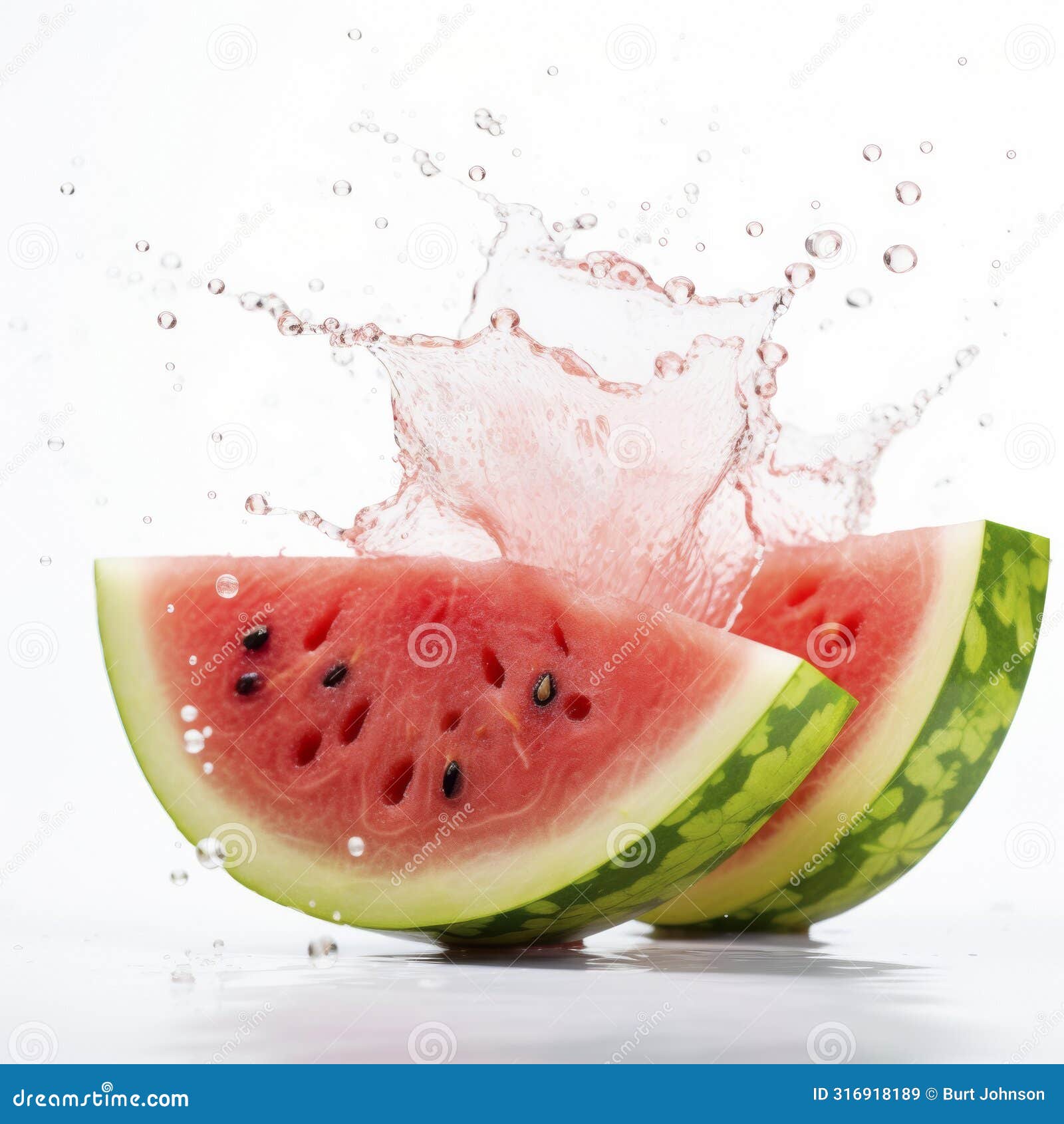 Fresh Watermelon Splash on White Background Stock Image - Image of ...