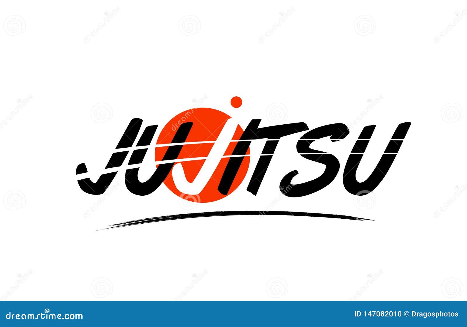 Jujitsu Word Text Logo Icon with Red Circle Design Stock Illustration ...