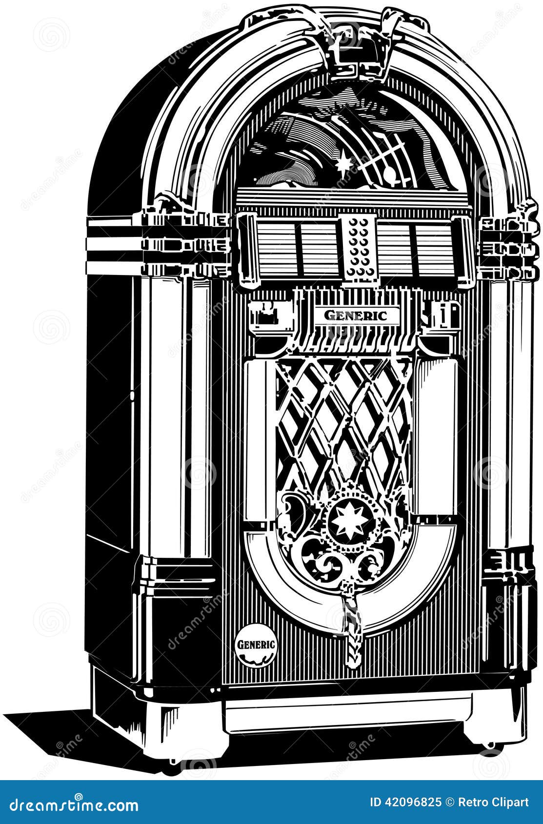 Jukebox Clipart Set - Outline, Silhouette And Colored Vector ...