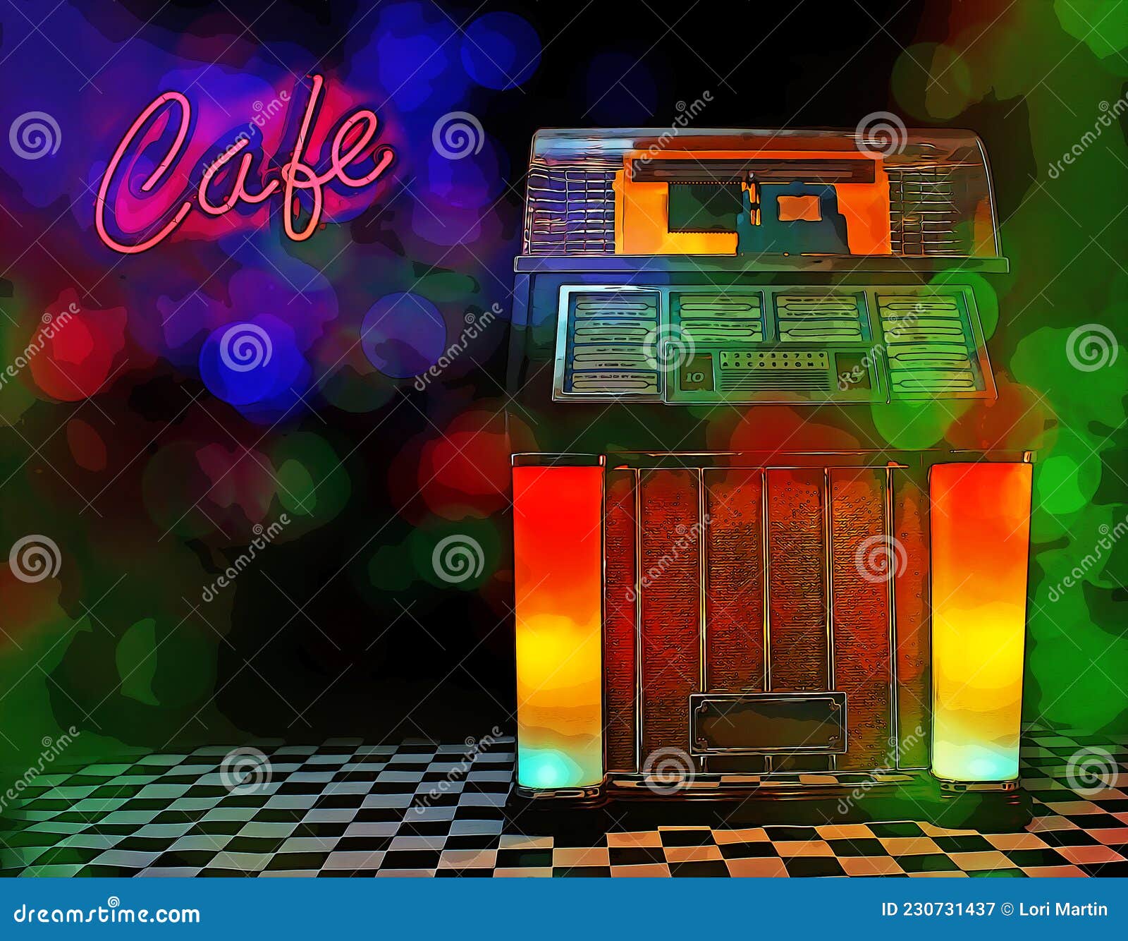 Jukebox in Bar with Disco Ball and Bokeh Stock Image - Image of antique ...