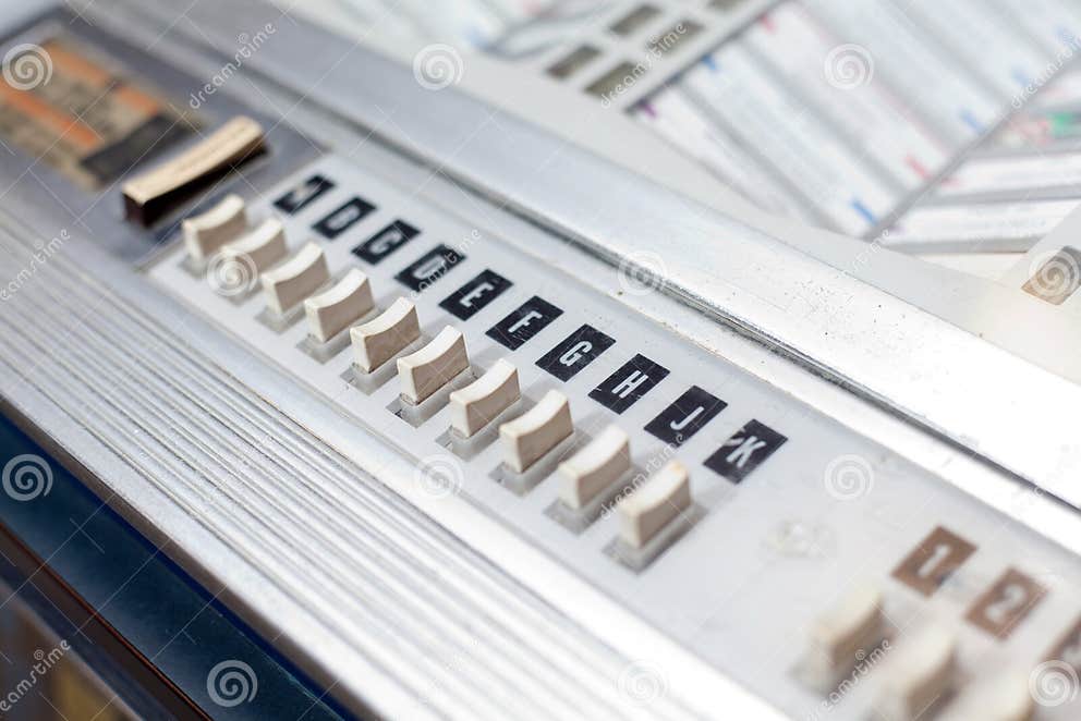 Jukebox Buttons with Song Letters Stock Photo - Image of symbol, number ...
