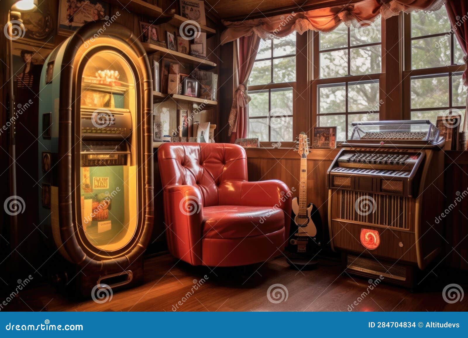 Jukebox in a Cozy Home Library or Reading Nook Stock Photo - Image of ...