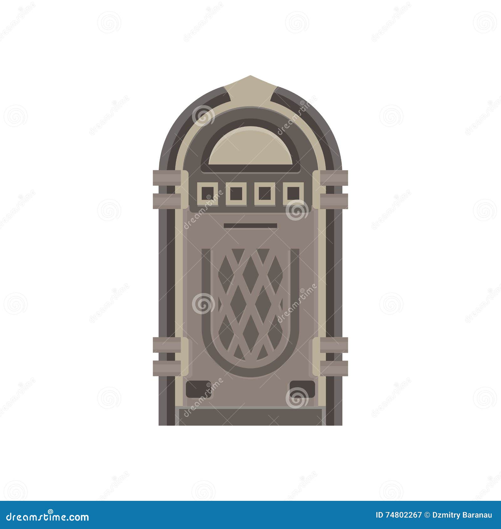 Jukebox Front View Monochrome Flat in Gray Color Theme Stock Vector ...