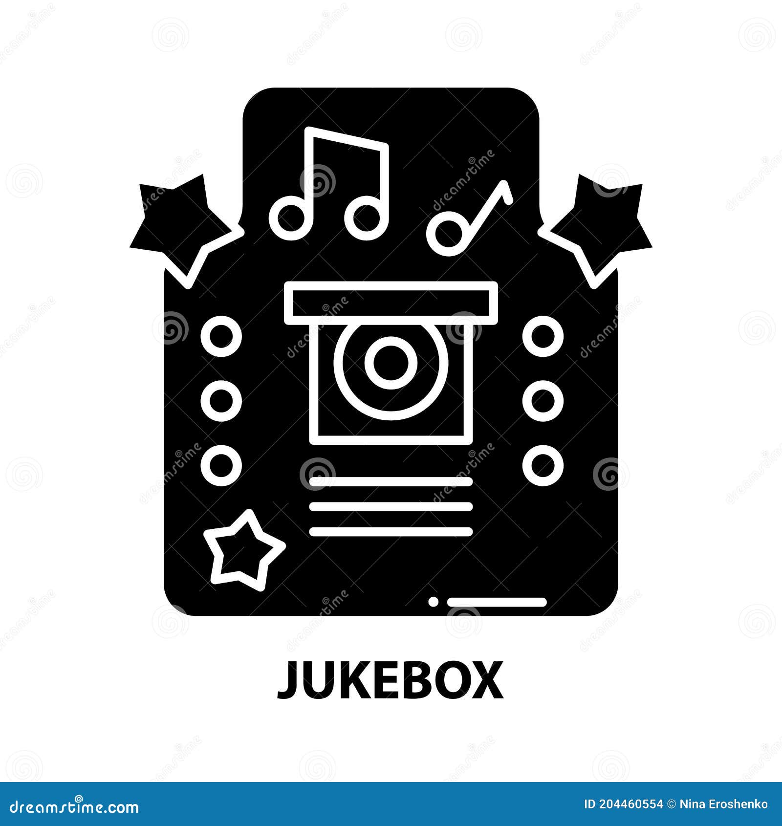 Jukebox Icon, Black Vector Sign with Editable Strokes, Concept ...
