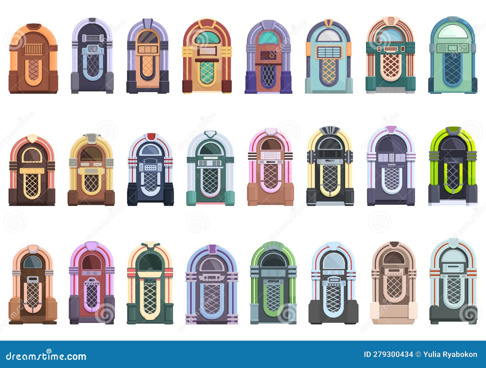 Jukebox Icons Set Cartoon Vector. Dance Machine Stock Vector ...
