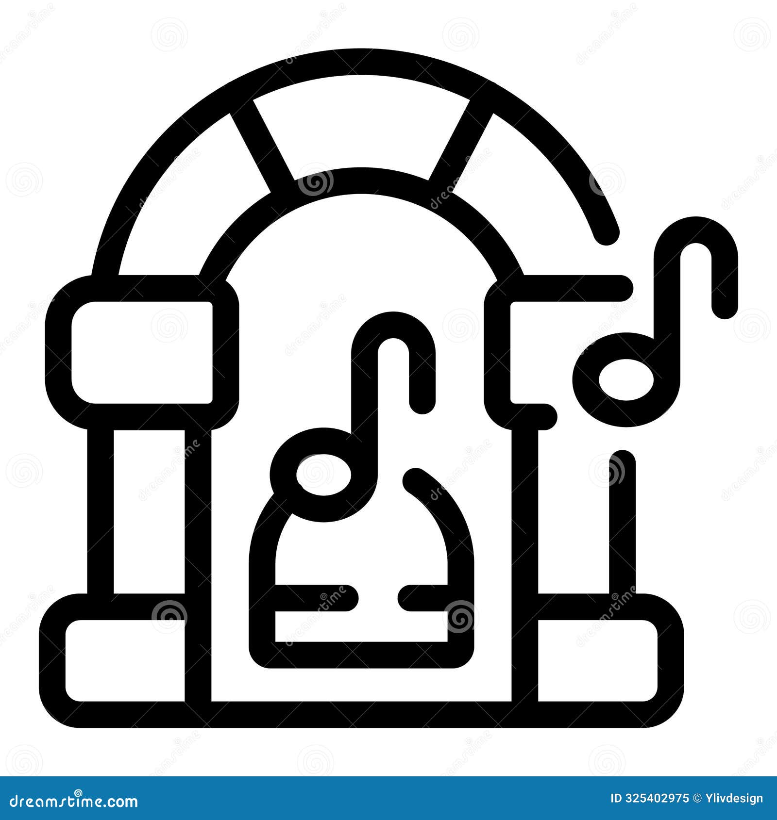 Jukebox Playing Music with Musical Notes Flowing from Arch Stock ...