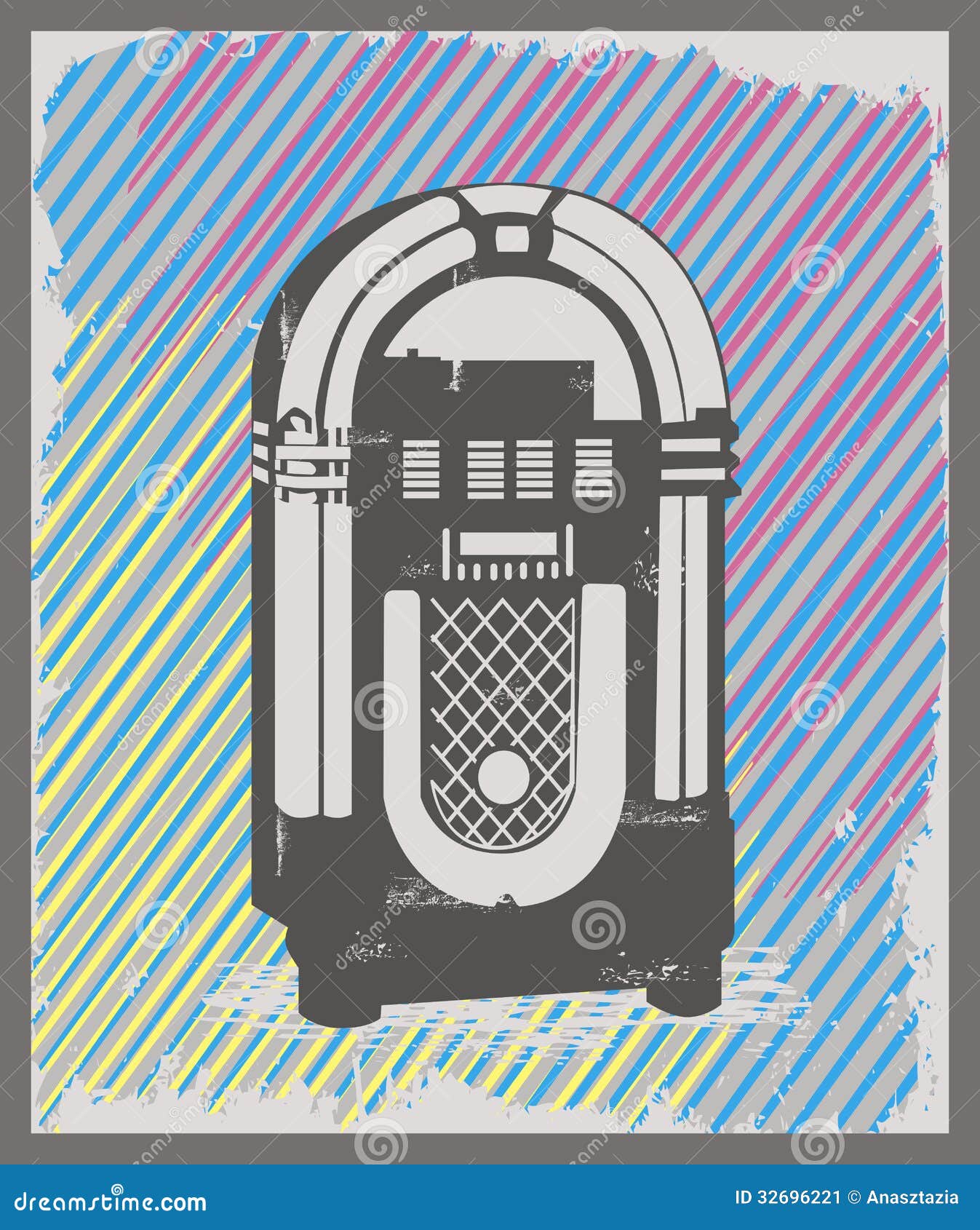 Jukebox Frame Vector Cartoon Suitable For Kid Party Postcard ...