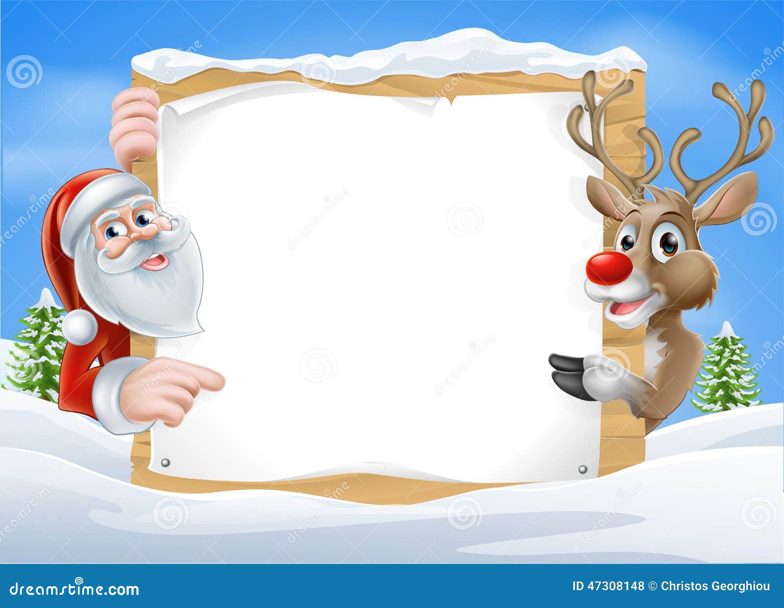 Jul ren och Santa Sign vektor illustrationer. Illustration av boaen ...