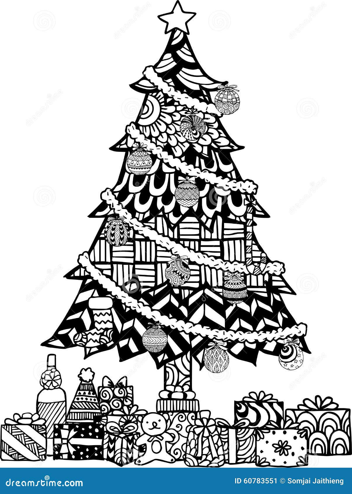 Jul tecknad handtree vektor illustrationer. Illustration av magi - 60783551