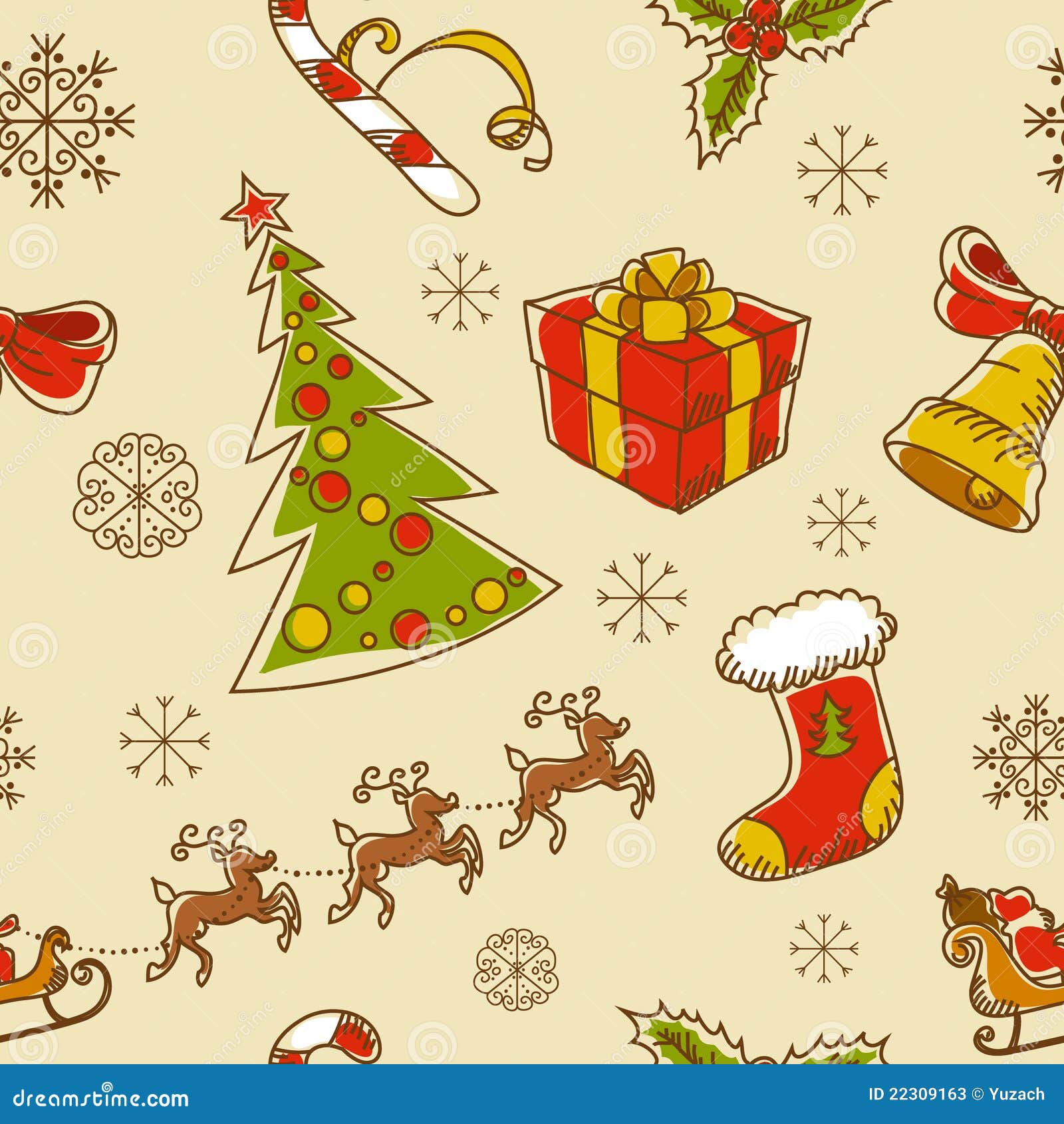Jul Tecknad Seamless Handmodell Vektor Illustrationer - Illustration av ...