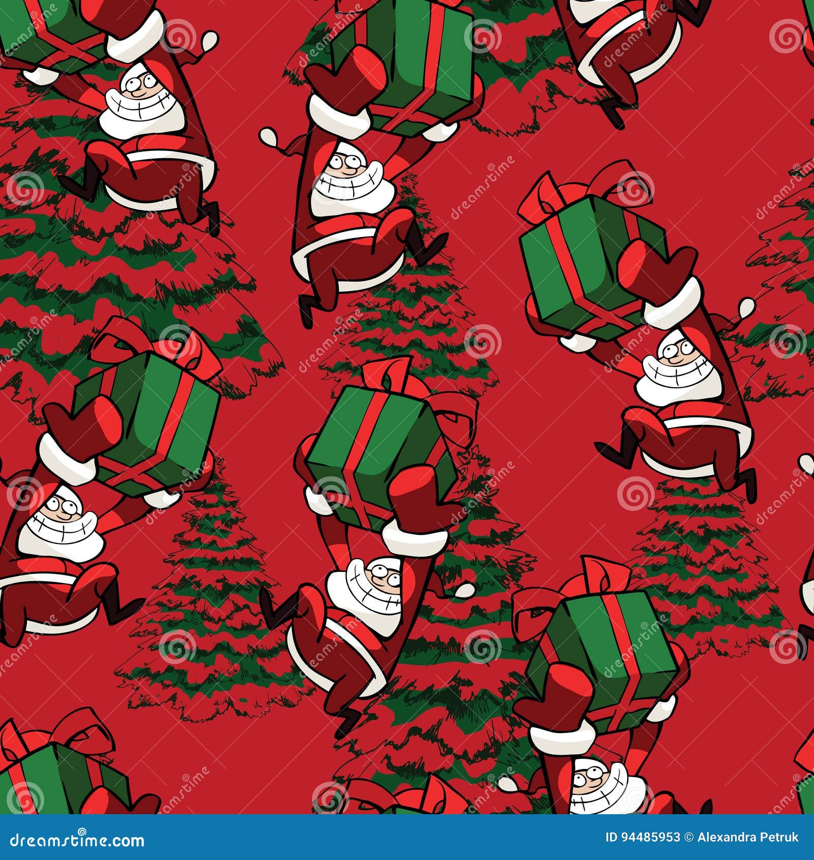 Jul Tecknad Seamless Handmodell Vektor Illustrationer - Illustration av ...