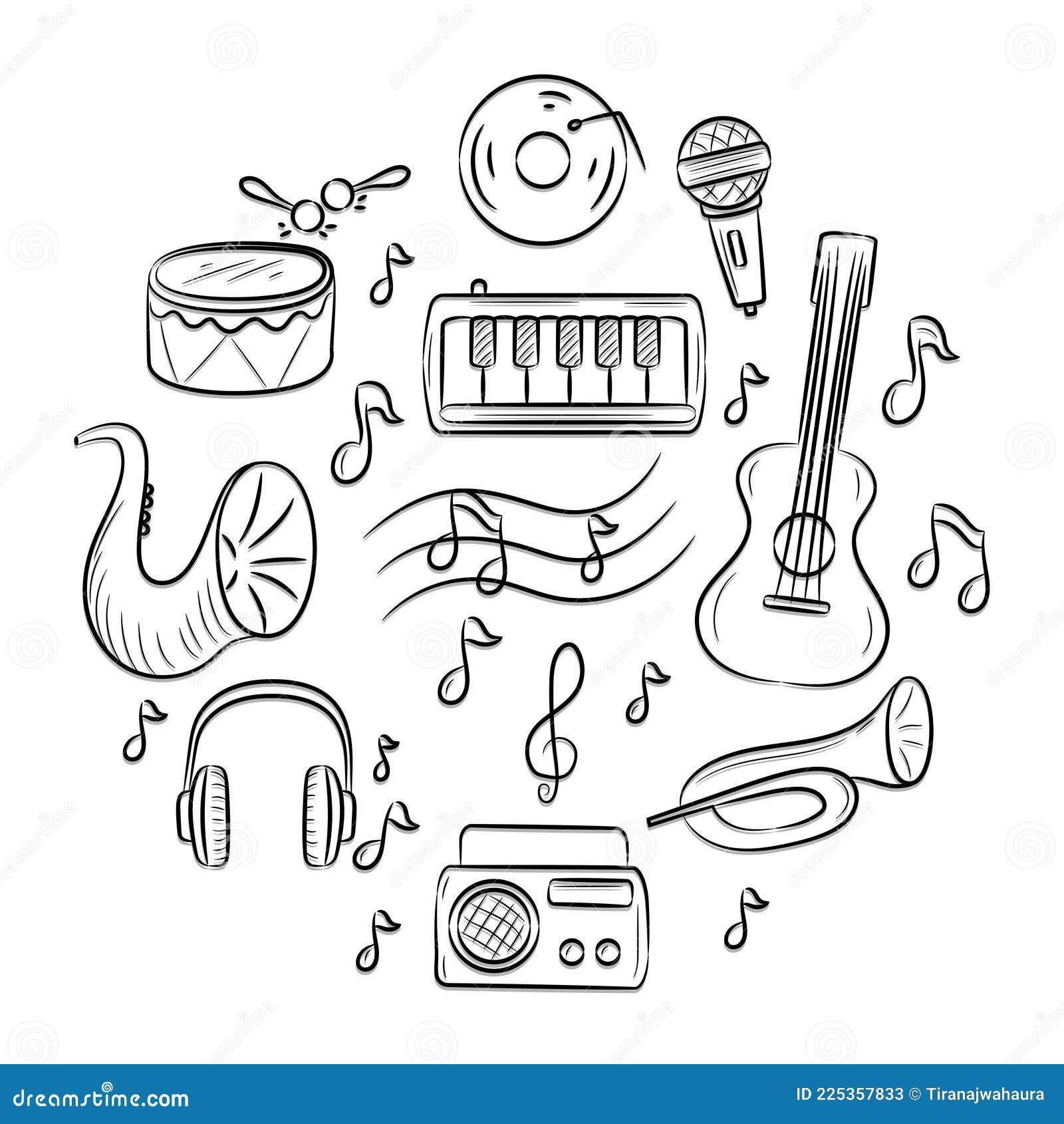 Music and Sound Doodle Icon Set Vector Illustration Stock Vector ...