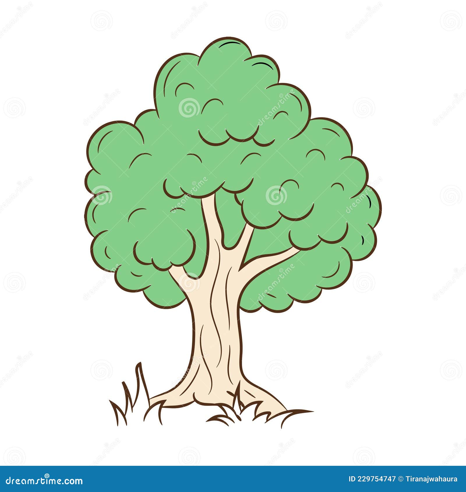 Simple Tree Doodle, Colored Hand Drawn Style Stock Vector ...