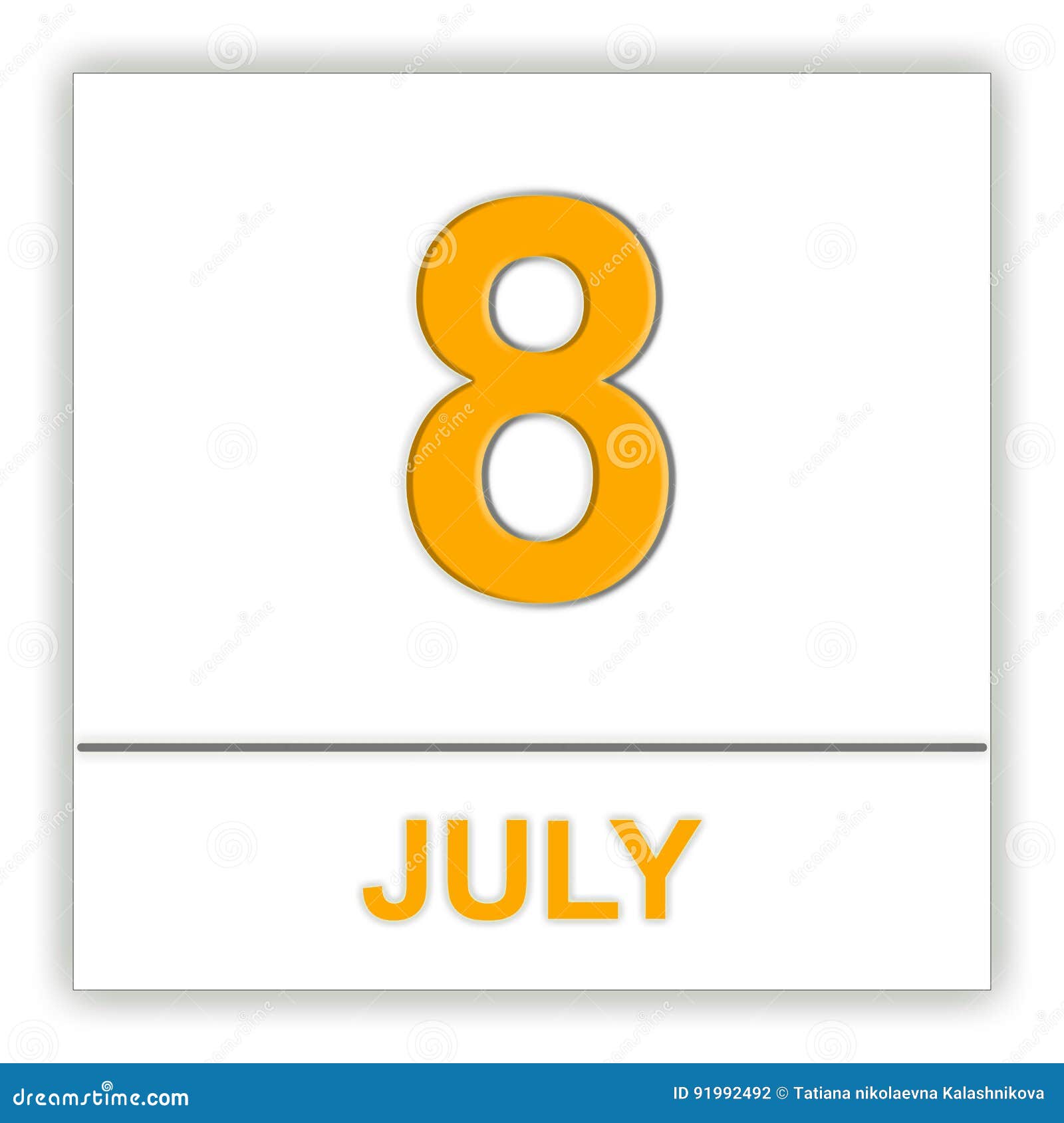 8 juli Dag op de kalender stock illustratie. Illustration of agenda ...